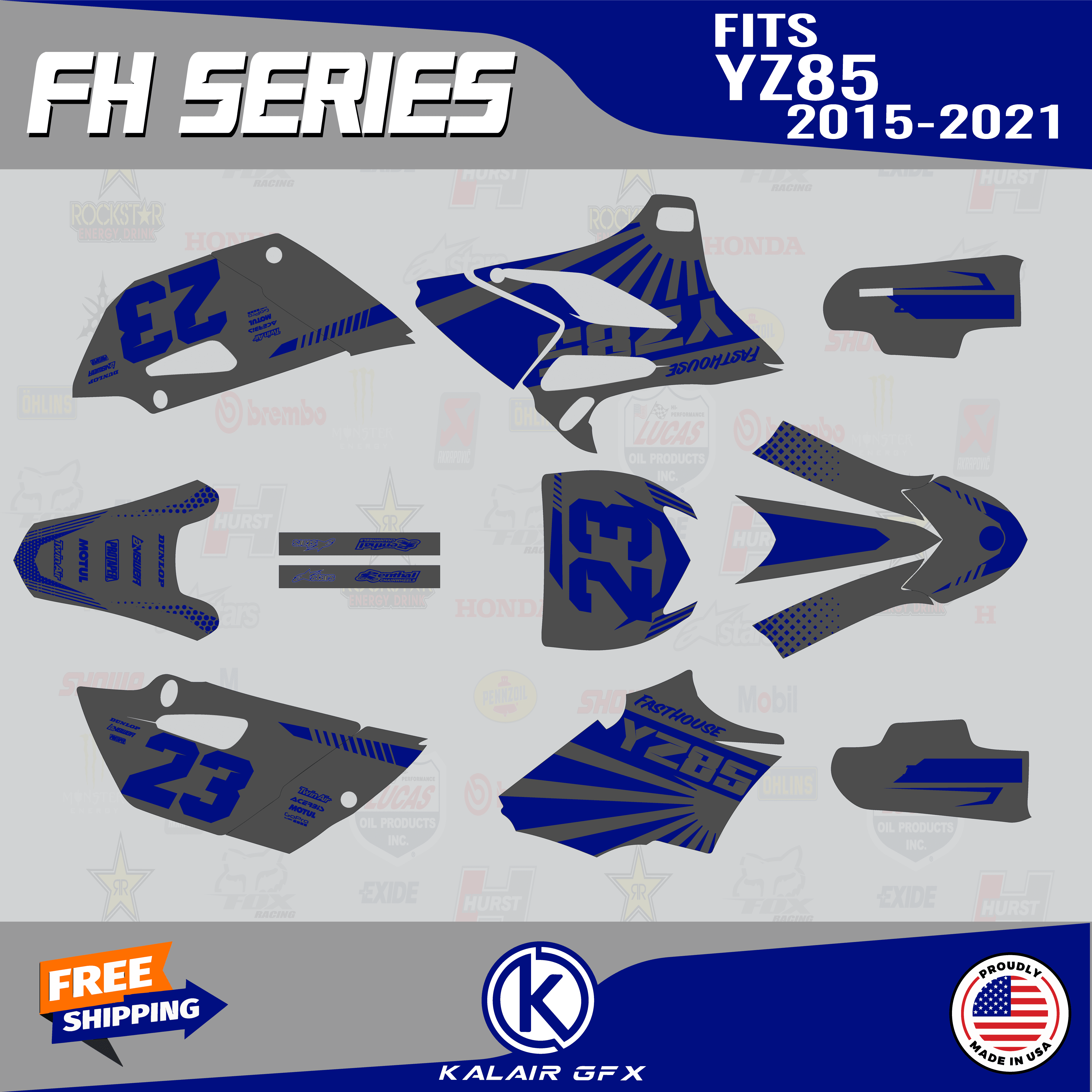 Kalair GFX Graphics Kit for Yamaha YZ85 (2019-2021) Fh Series - Walmart.com