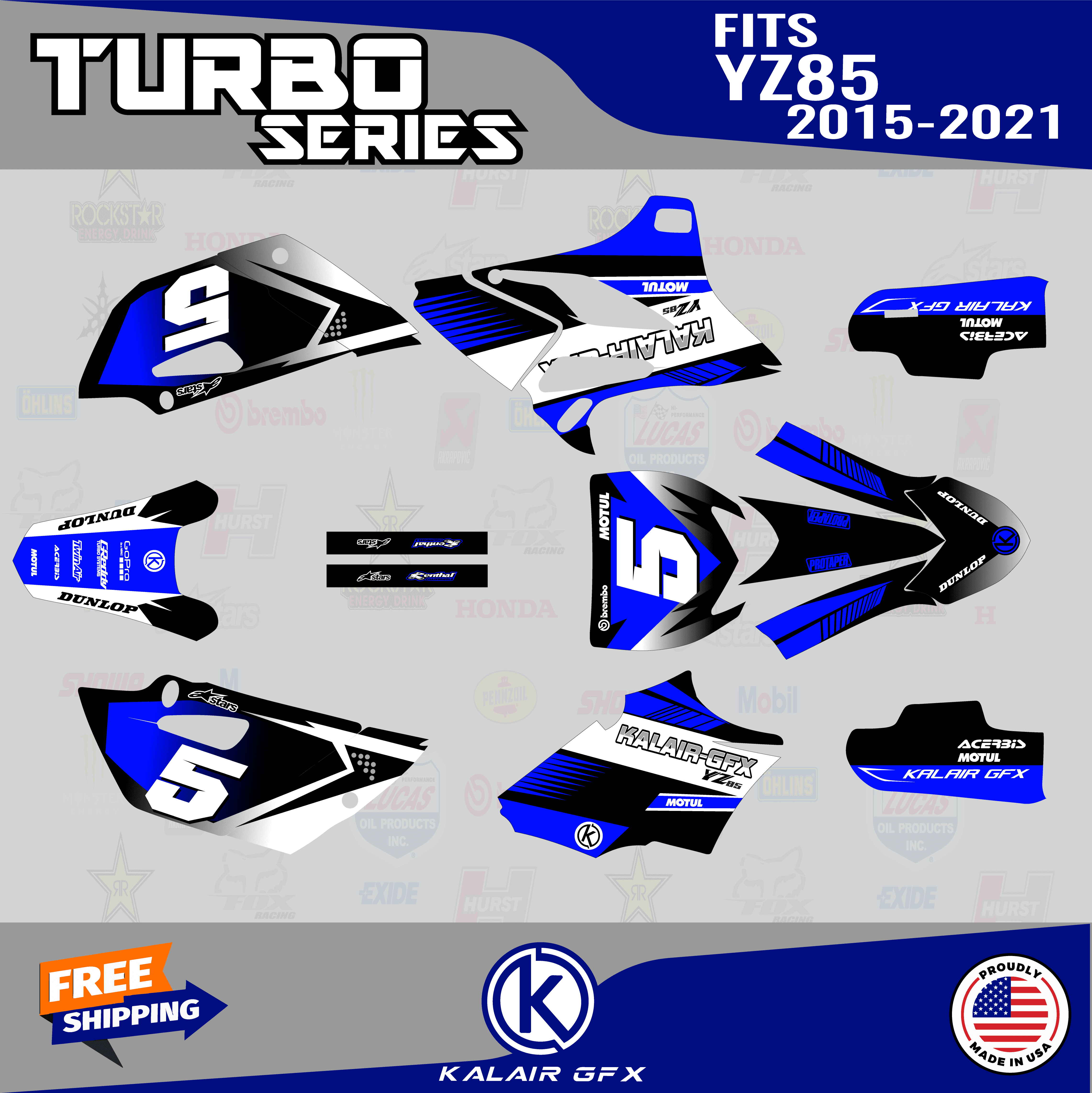 Kalair GFX Graphics Kit for Yamaha YZ85 (2019-2021) Turbo Series ...