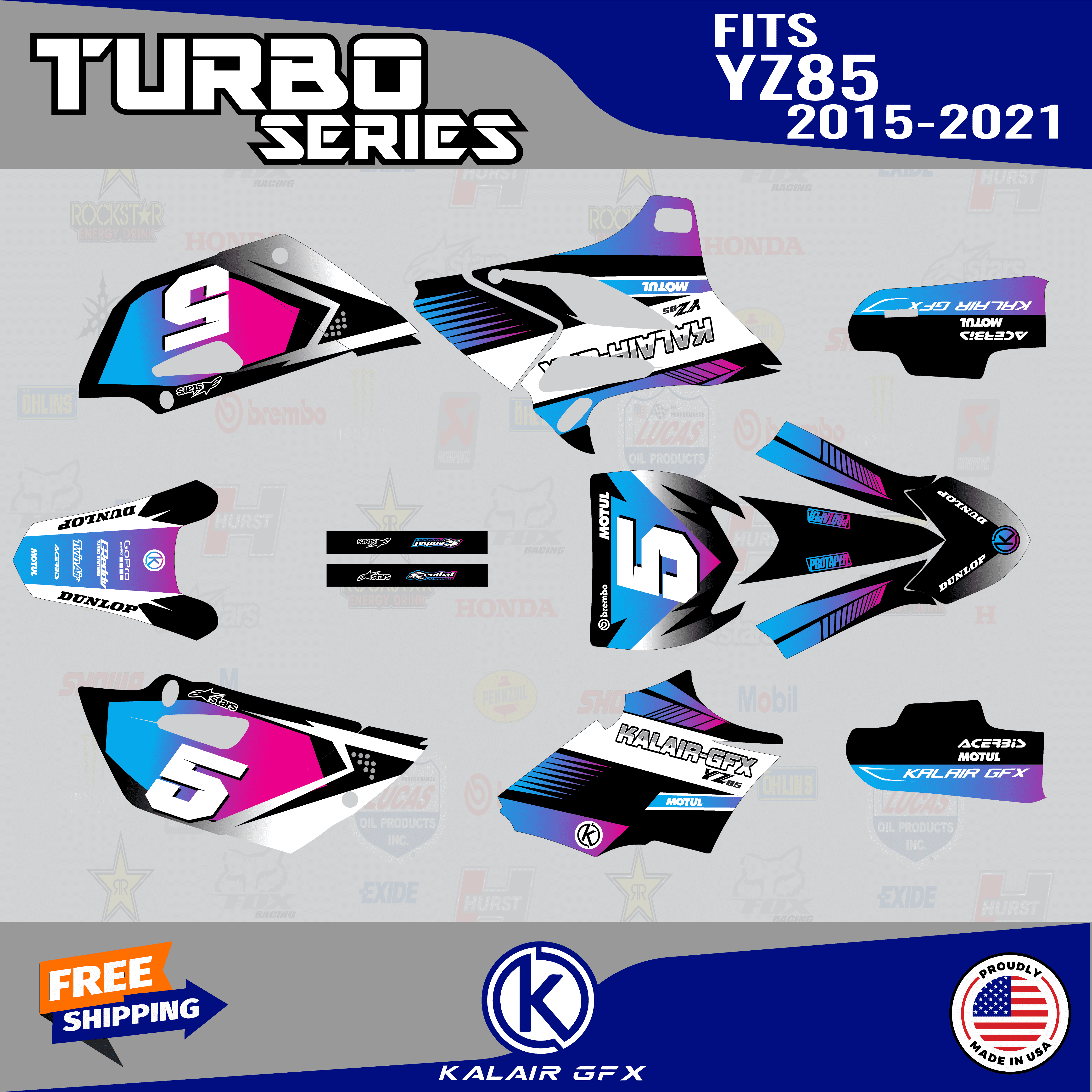 Kalair GFX Graphics Kit for Yamaha YZ85 (2019-2021) Turbo Series ...