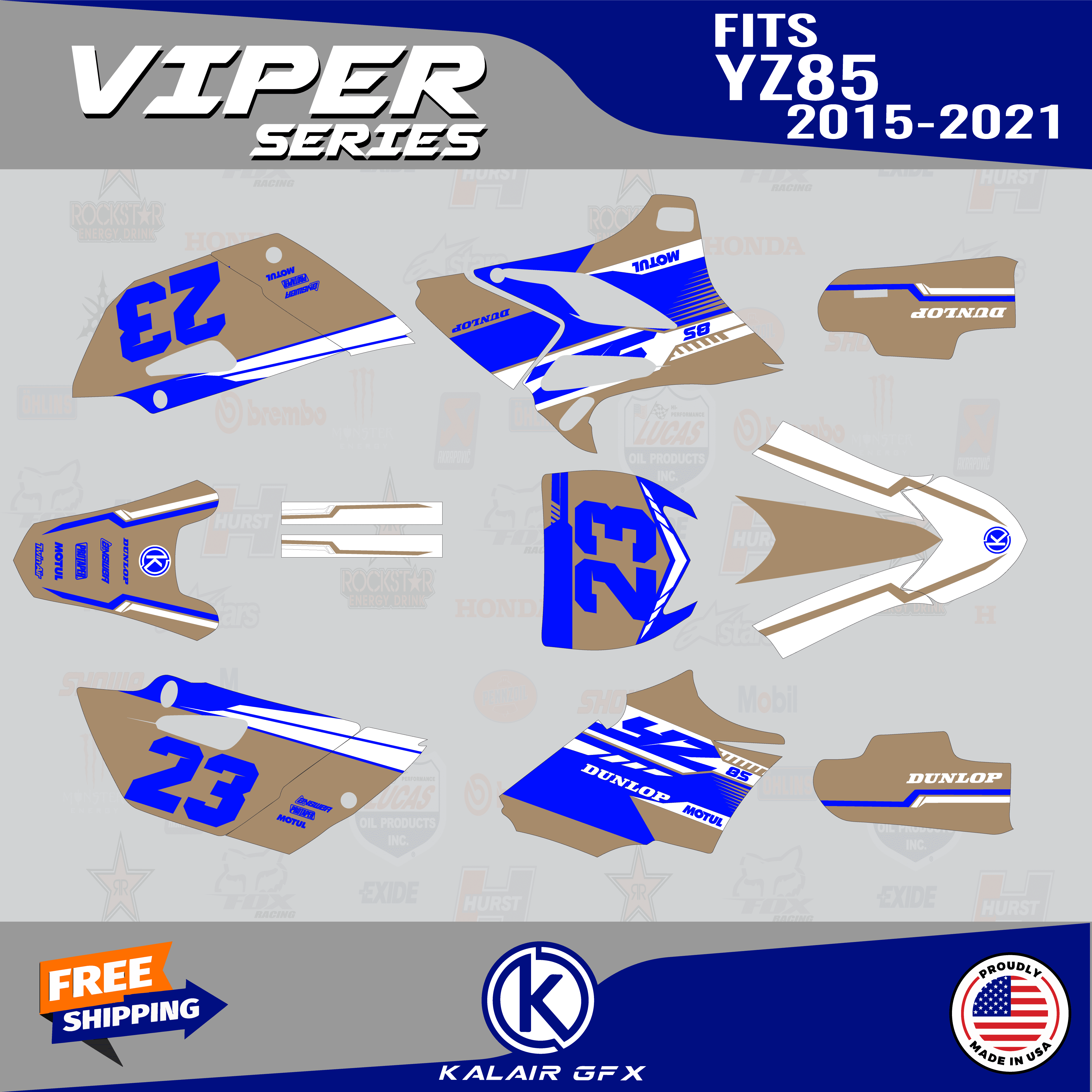 Kalair GFX Graphics Kit for Yamaha YZ85 (2019-2021) Viper Series ...