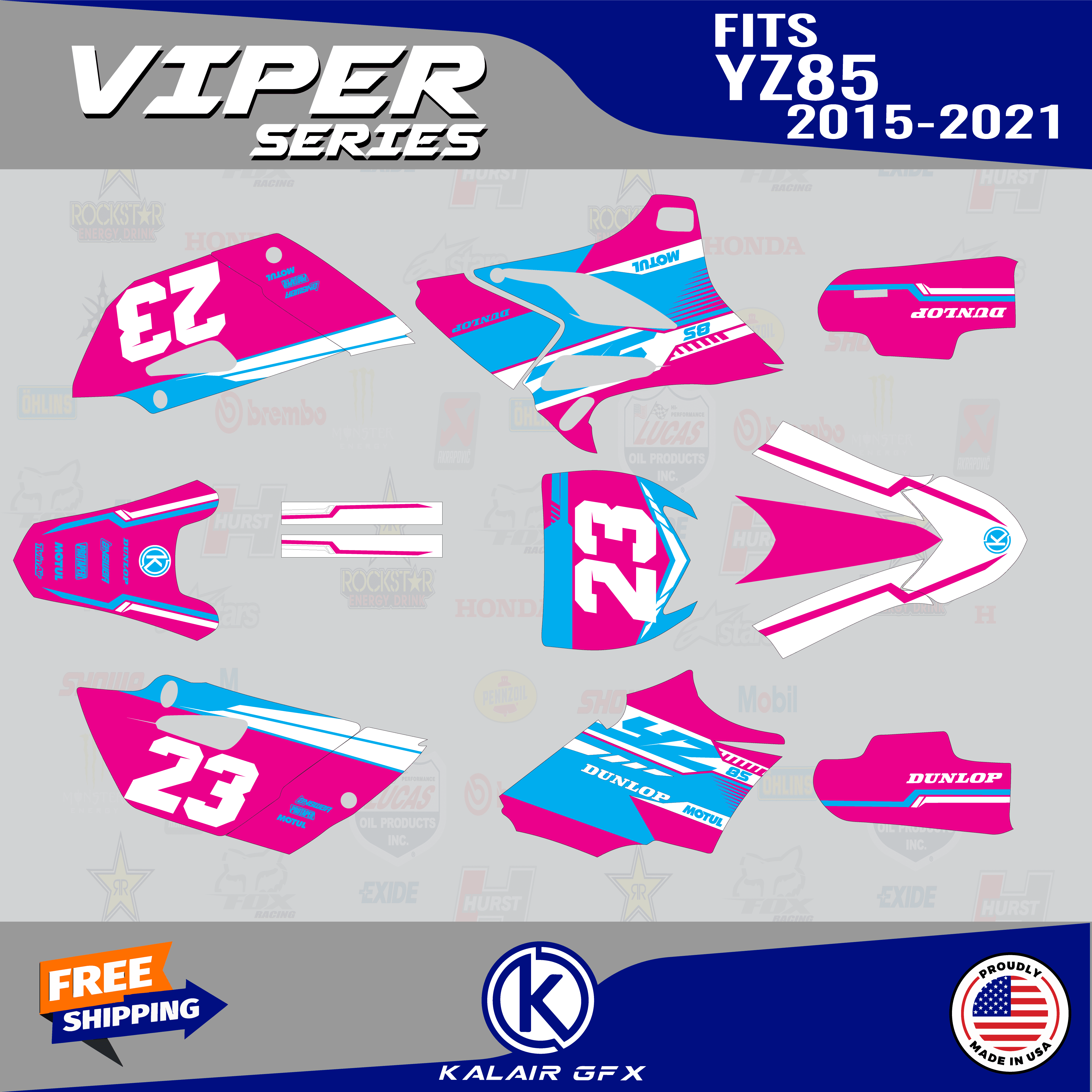 Kalair GFX Graphics Kit for Yamaha YZ85 (2019-2021) Viper Series ...
