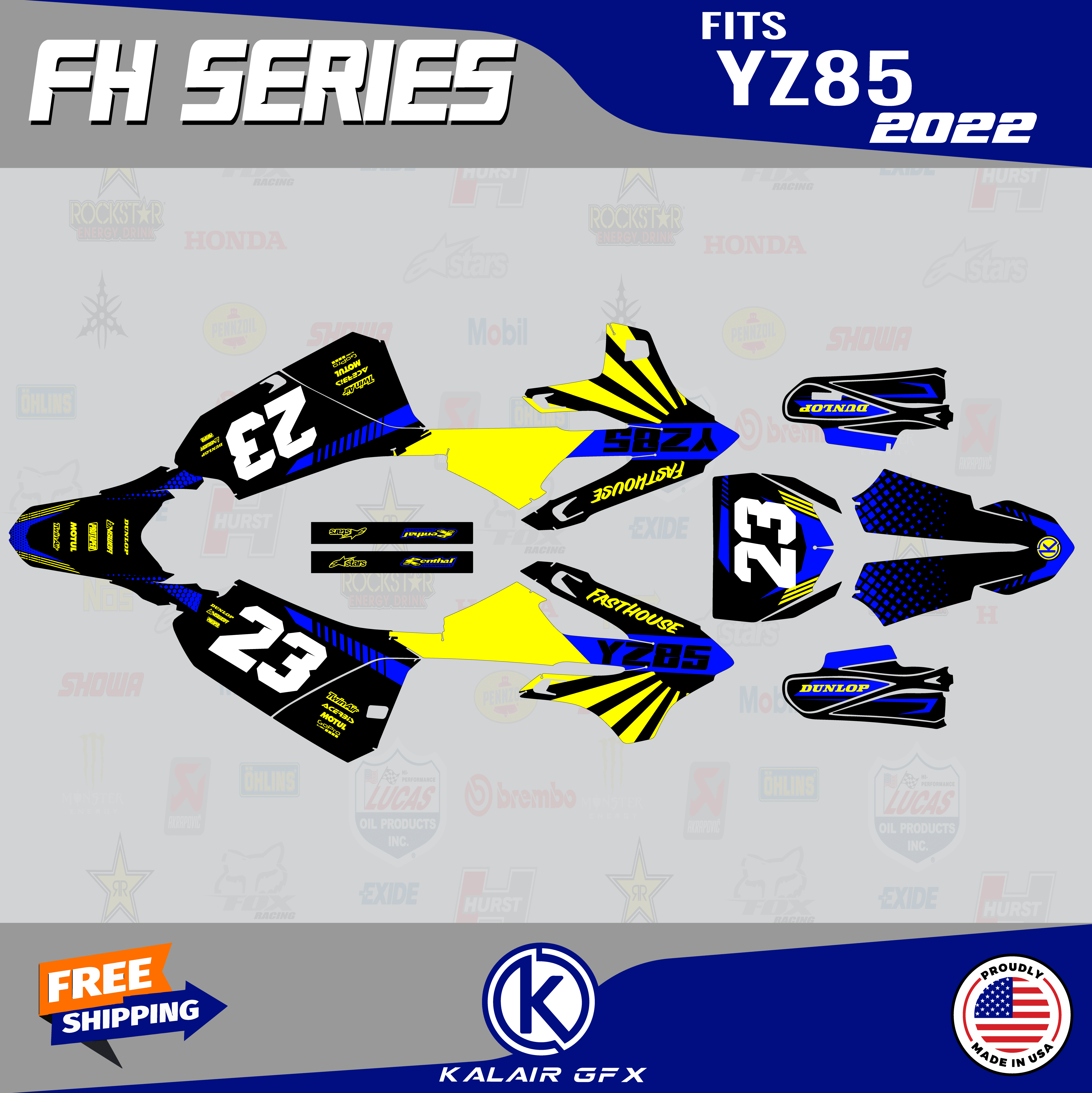 Kalair GFX Graphics Kit for Yamaha YZ85 (2022-2023) Fh Series - Walmart.com