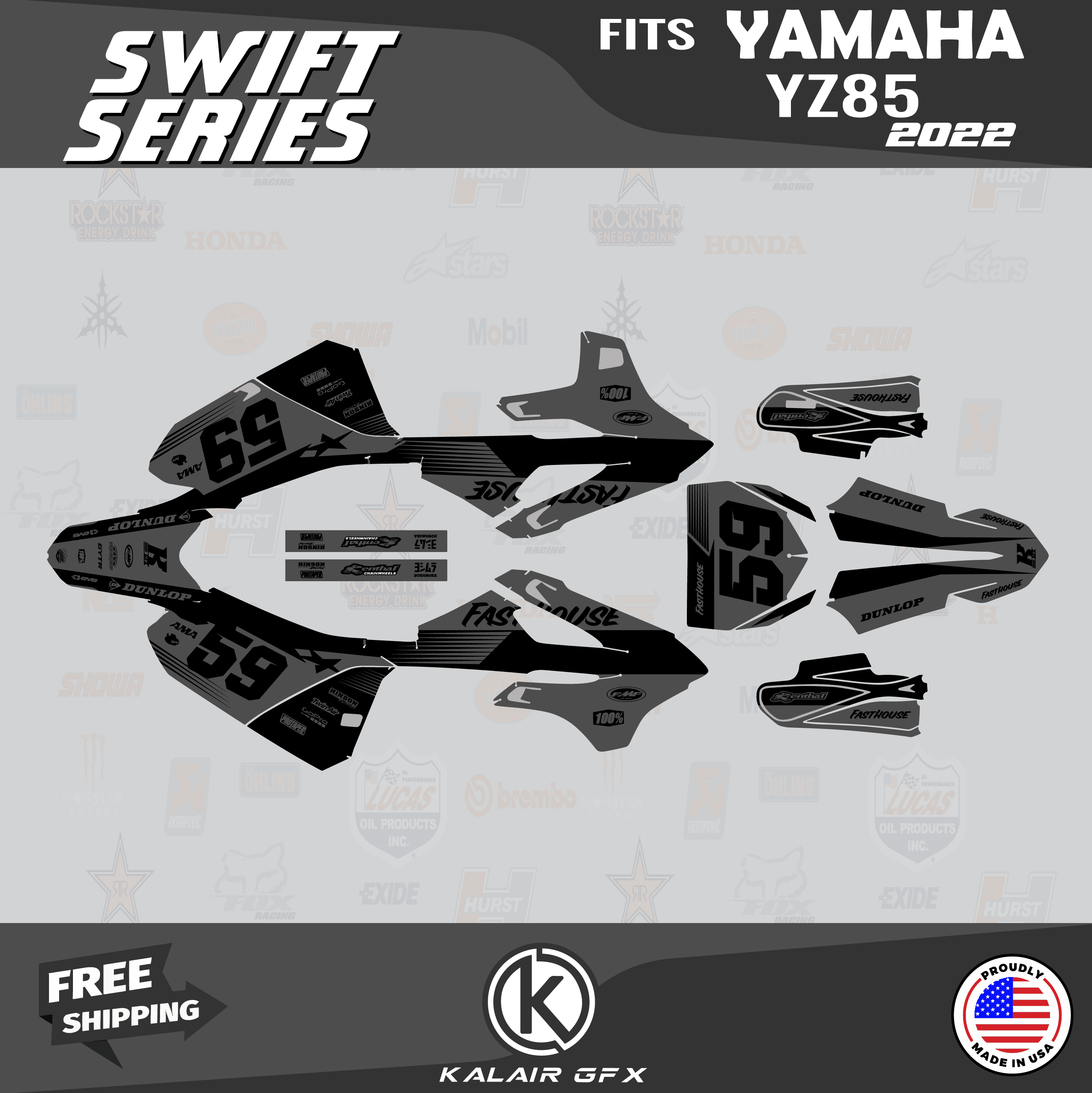 Kalair GFX Graphics Kit for Yamaha YZ85 (2022-2023) Swift Series ...