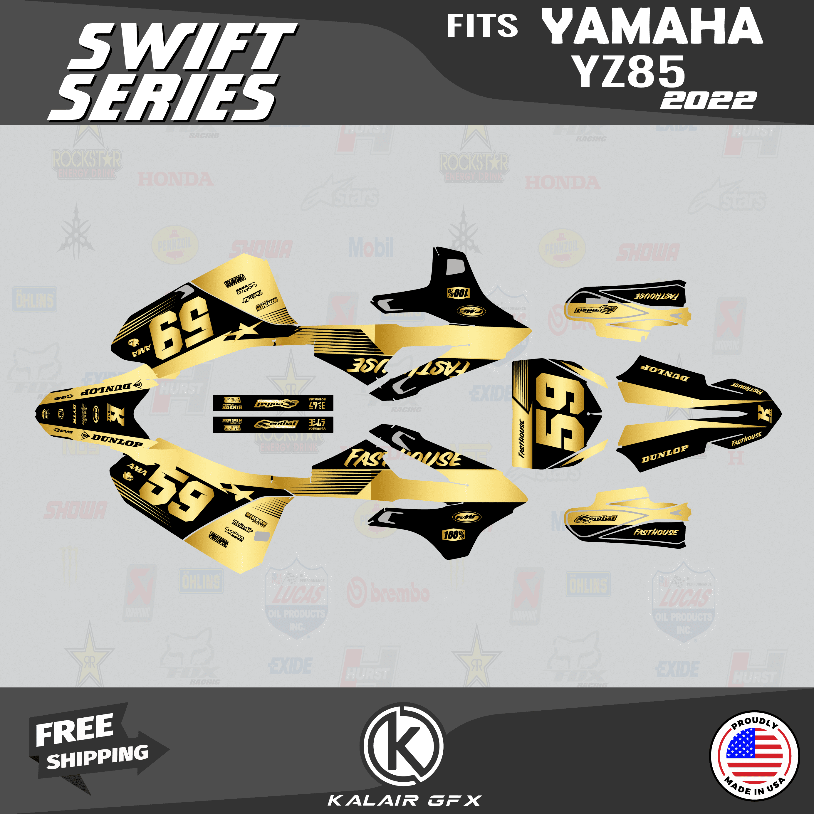 Kalair GFX Graphics Kit for Yamaha YZ85 (2022-2023) Swift Series ...