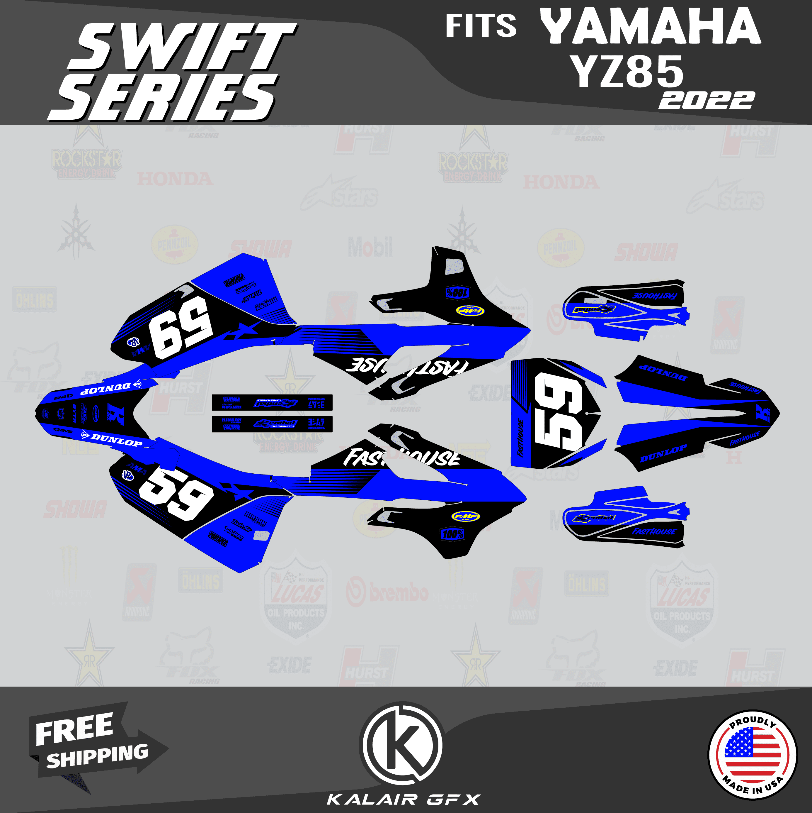 Kalair GFX Graphics Kit for Yamaha YZ85 (2022-2023) Swift Series ...