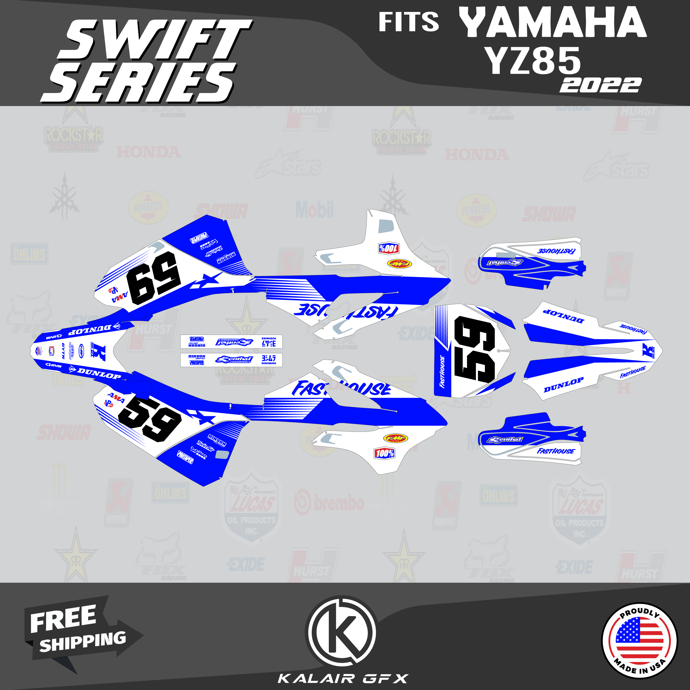 Kalair GFX Graphics Kit for Yamaha YZ85 (2022-2023) Swift Series ...