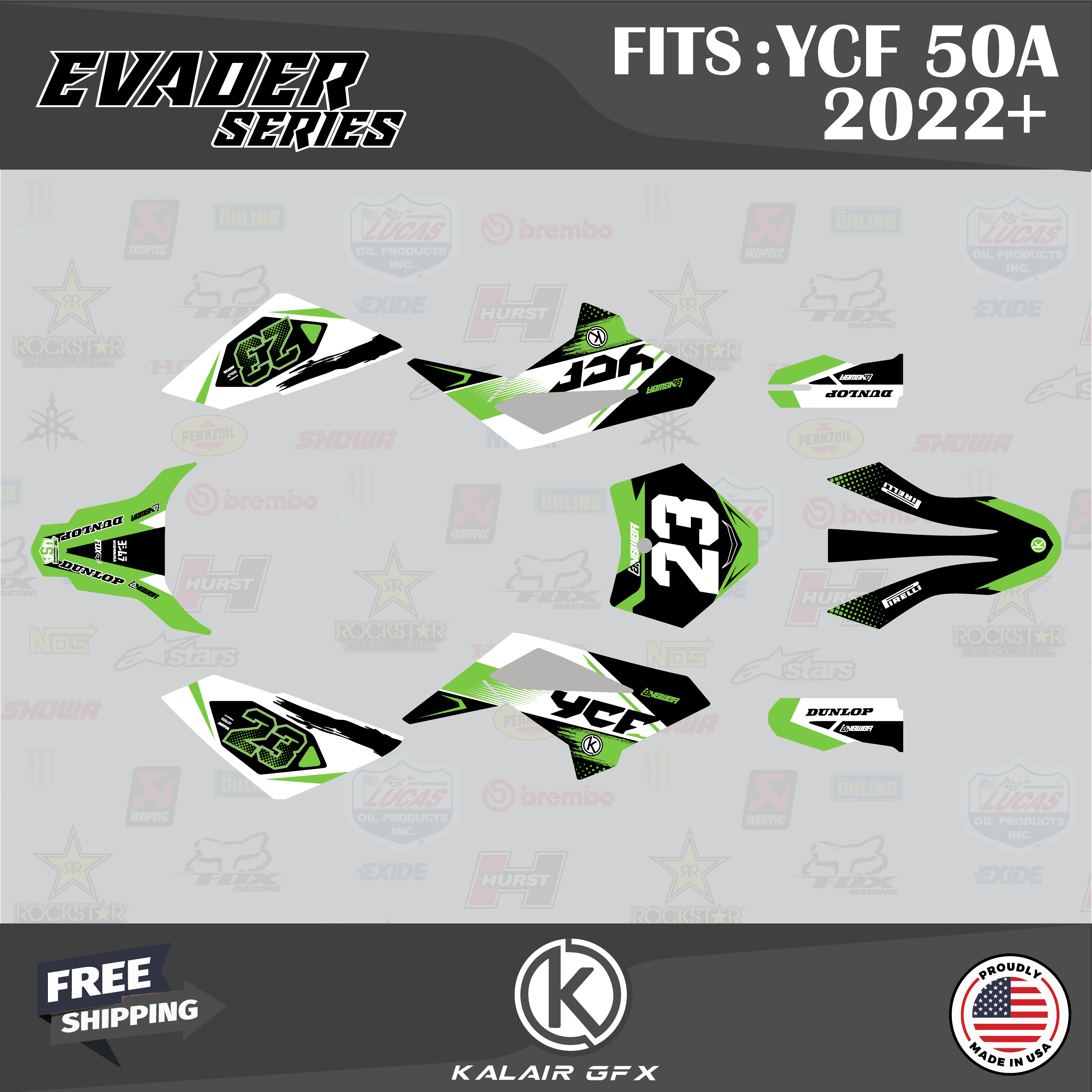 Kalair GFX Graphics Kit for Ycf 50A (2022-2023) Evader Series - Walmart.com