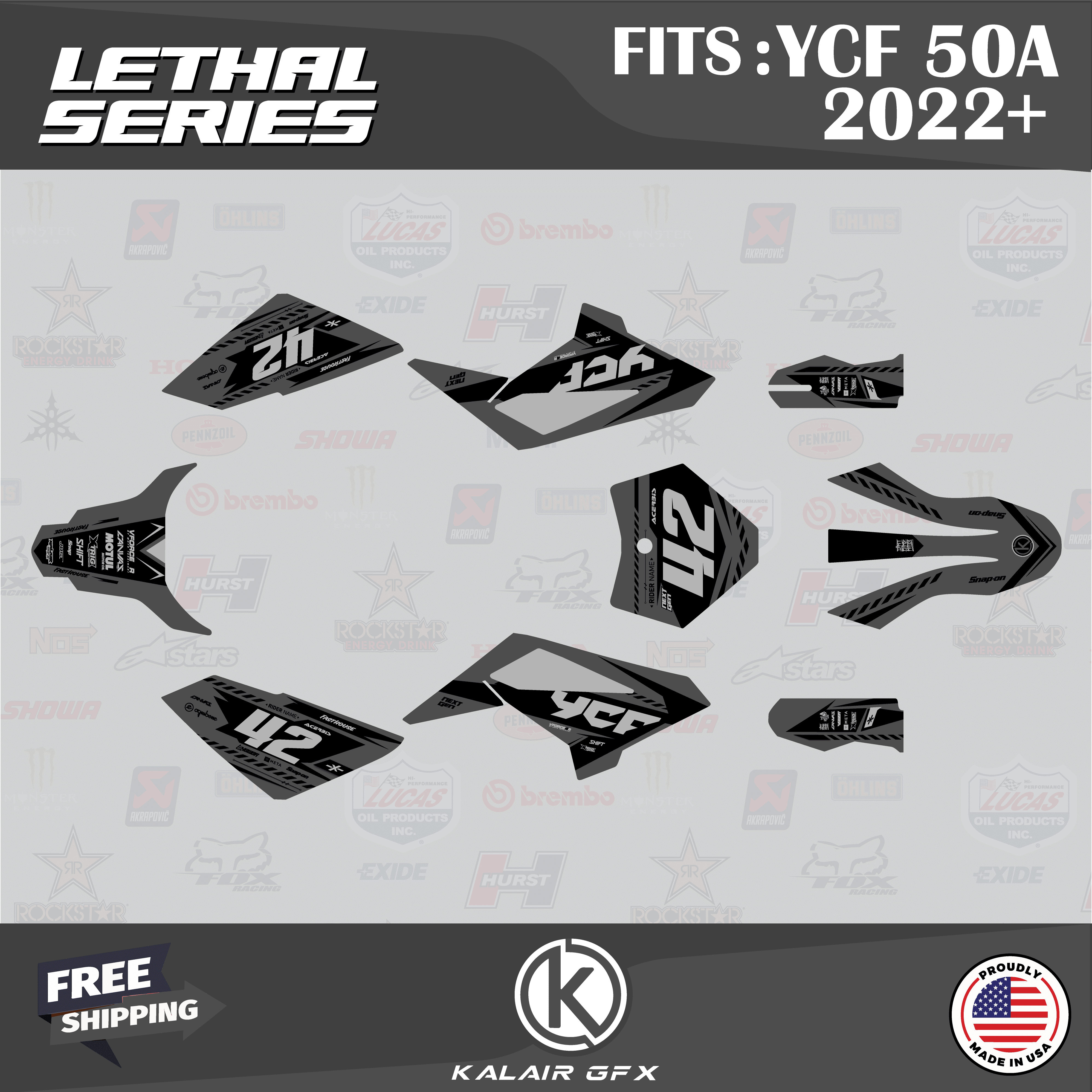 Kalair GFX Graphics Kit for Ycf 50A (2022-2023) Lethal Series - Walmart.com