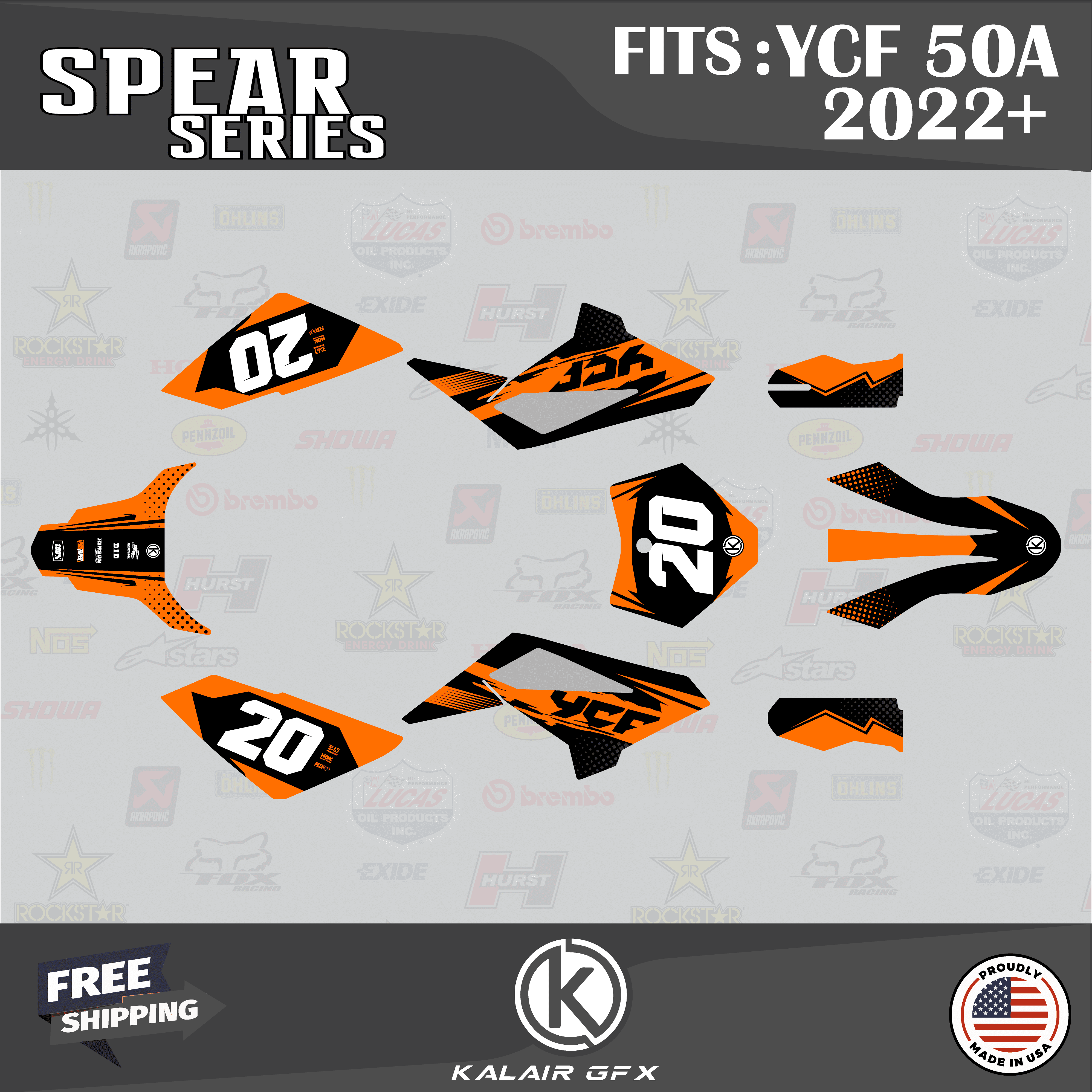Kalair GFX Graphics Kit for Ycf 50A (2022-2023) Spear Series - Walmart.com