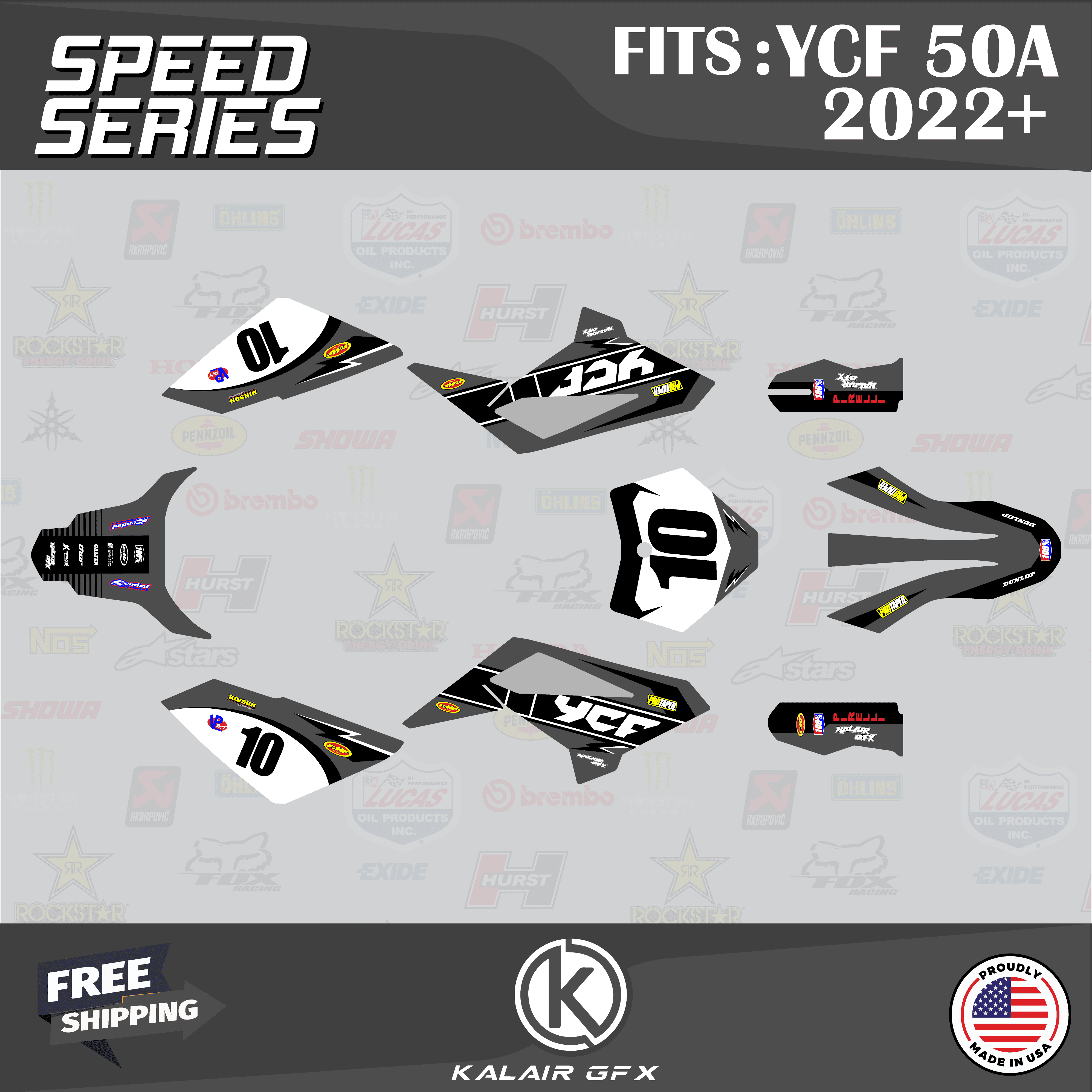 Kalair GFX Graphics Kit for Ycf 50A (2022-2023) Speed Series - Walmart.com