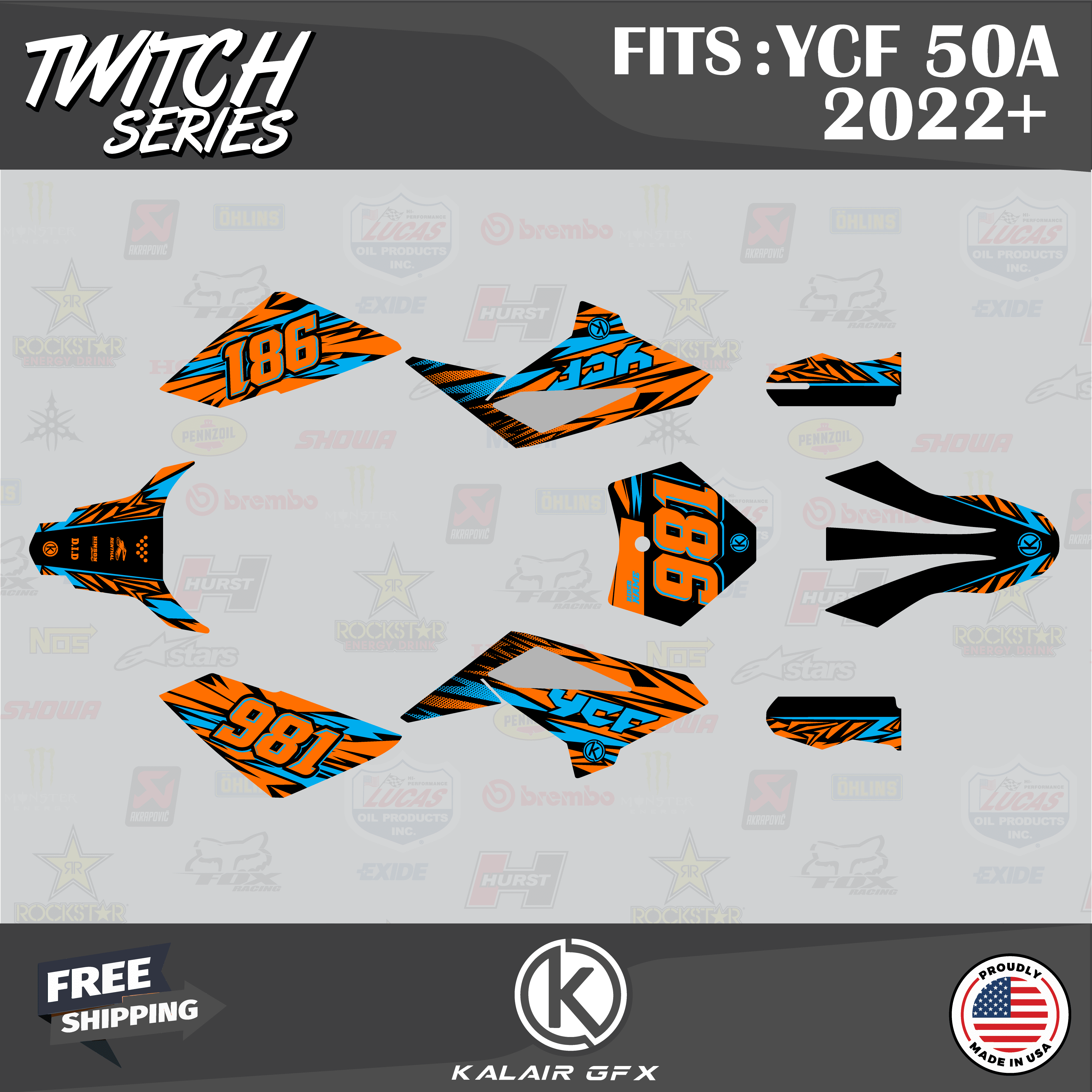 Kalair GFX Graphics Kit for Ycf 50A (2022-2023) Twitch Series - Walmart.com