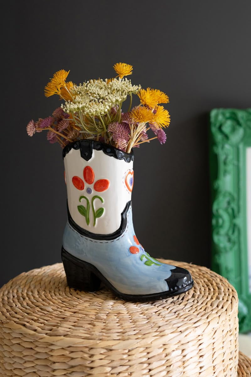 Kalalou Ceramic Cowboy Boot Vase, 9.5-inch Height, Home Decor - Walmart.com