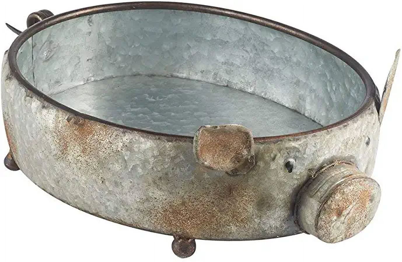 Kalalou Galvanized Metal Pig Tray with Brass Accents for Home Decor ...