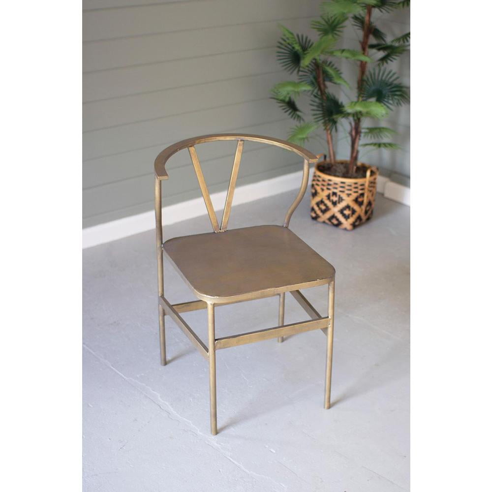 Kalalou Inc Antique Brass Finish Metal Wishbone Chair - Walmart.com