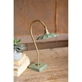 Kalalou Antique Brass Goose Neck Table Lamp with Enamel Shade, Mid ...