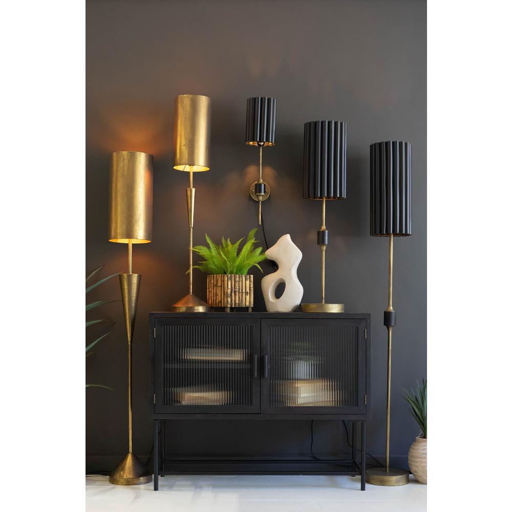 Kalalou Inc Antique Gold Table Lamp With Fluted Black Metal Shade ...