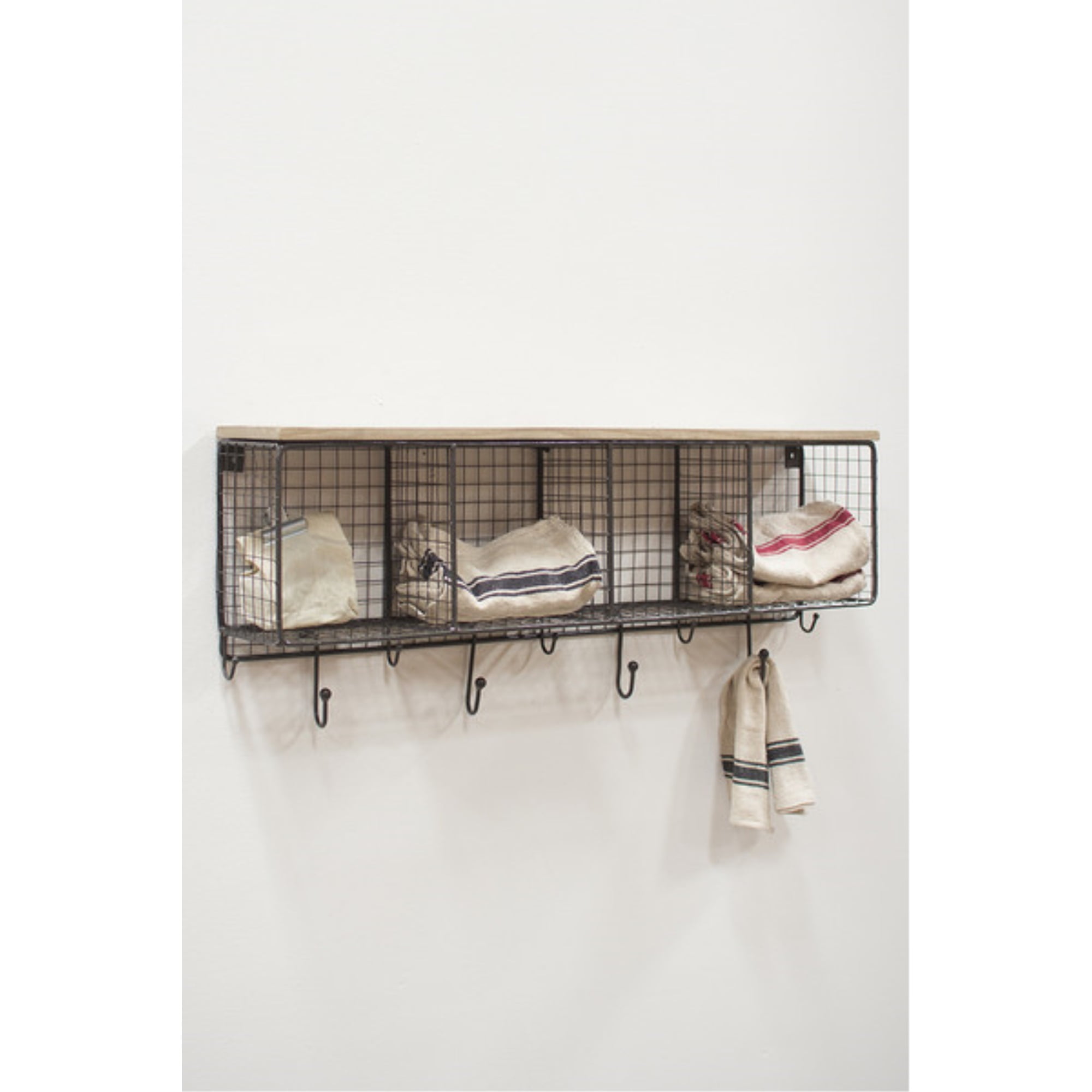 LARGE WIRE MESH FOUR HORIZONTAL CUBBIES WITH WOODEN TOP - Walmart.com