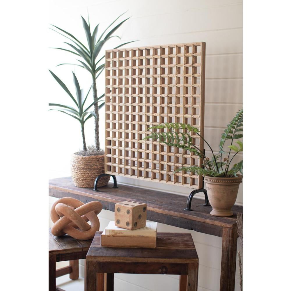 Kalalou Inc Mango Wood Grid Panel On An Iron Stand - Walmart.com