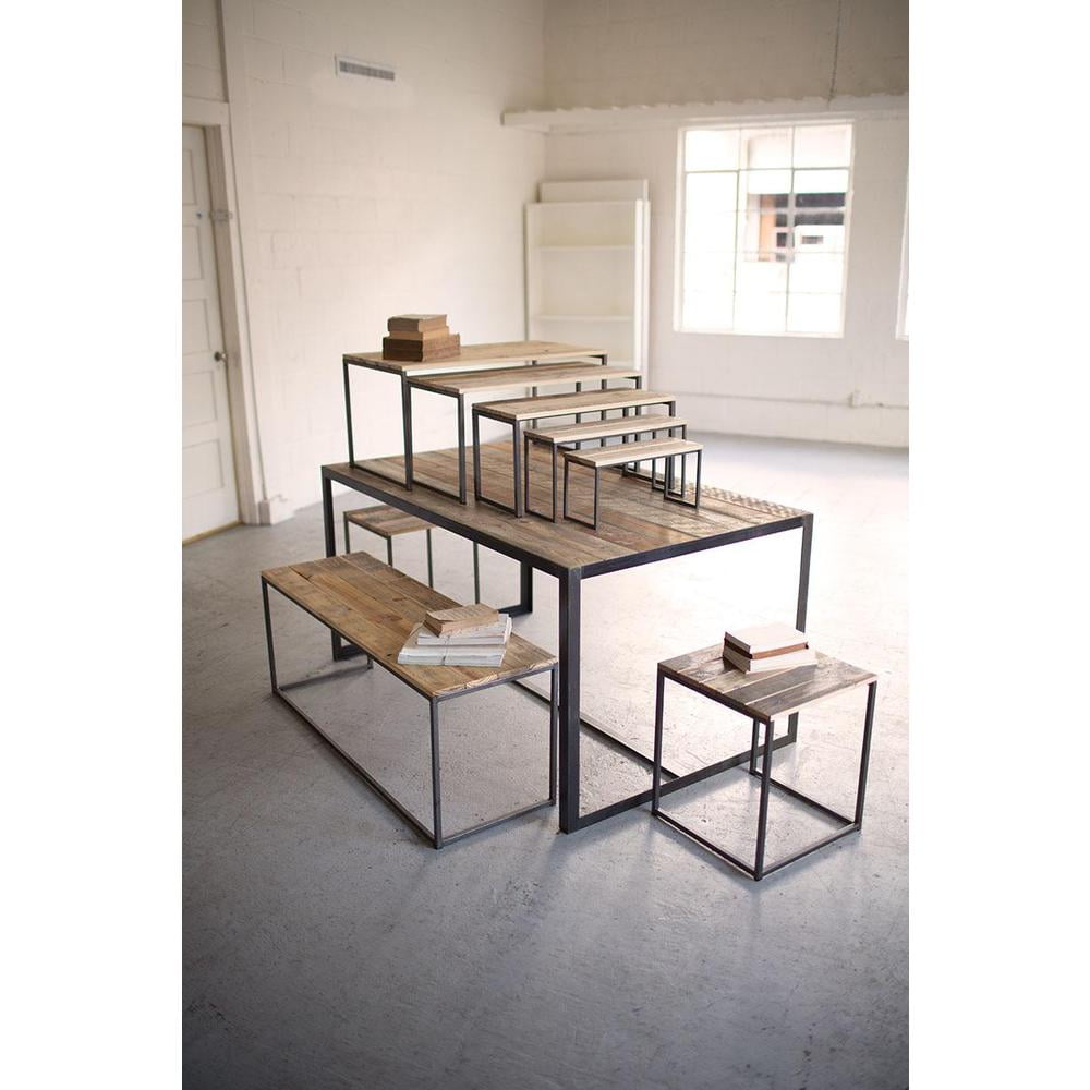 SET OF NINE RECYCLED WOOD AND METAL DISPLAY - Walmart.com