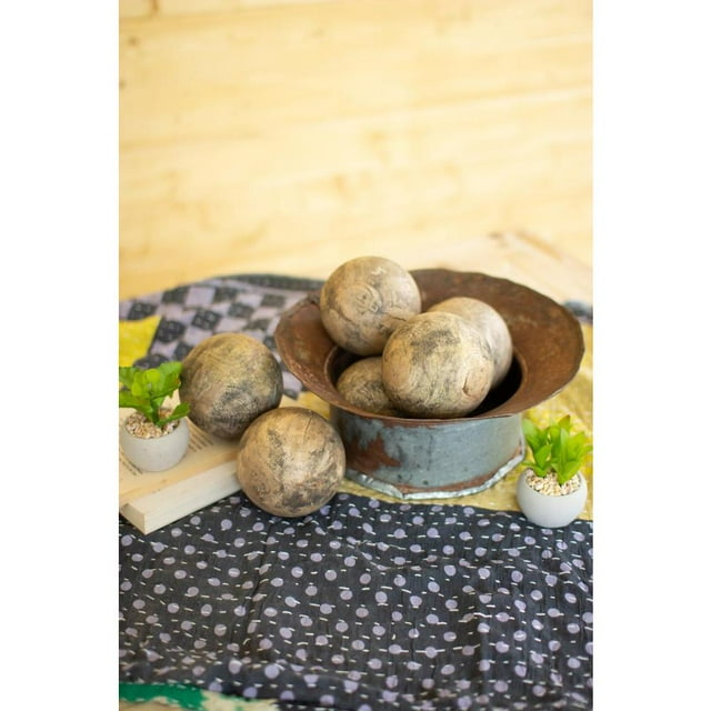 Kalalou Inc Set Of Six Hand Carved Mango Wood Spheres - Walmart ...