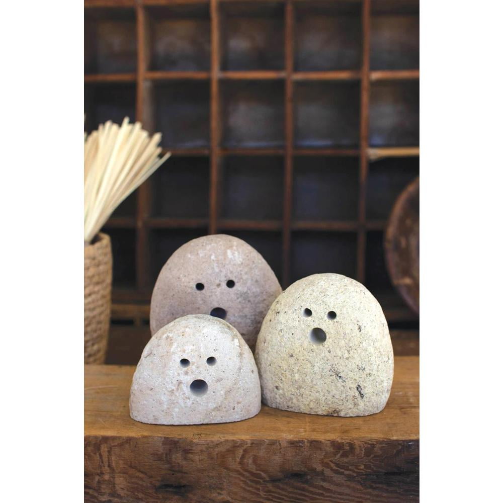 Kalalou Inc Set Of Three Tabletop River Rock Ghosts - Walmart.com