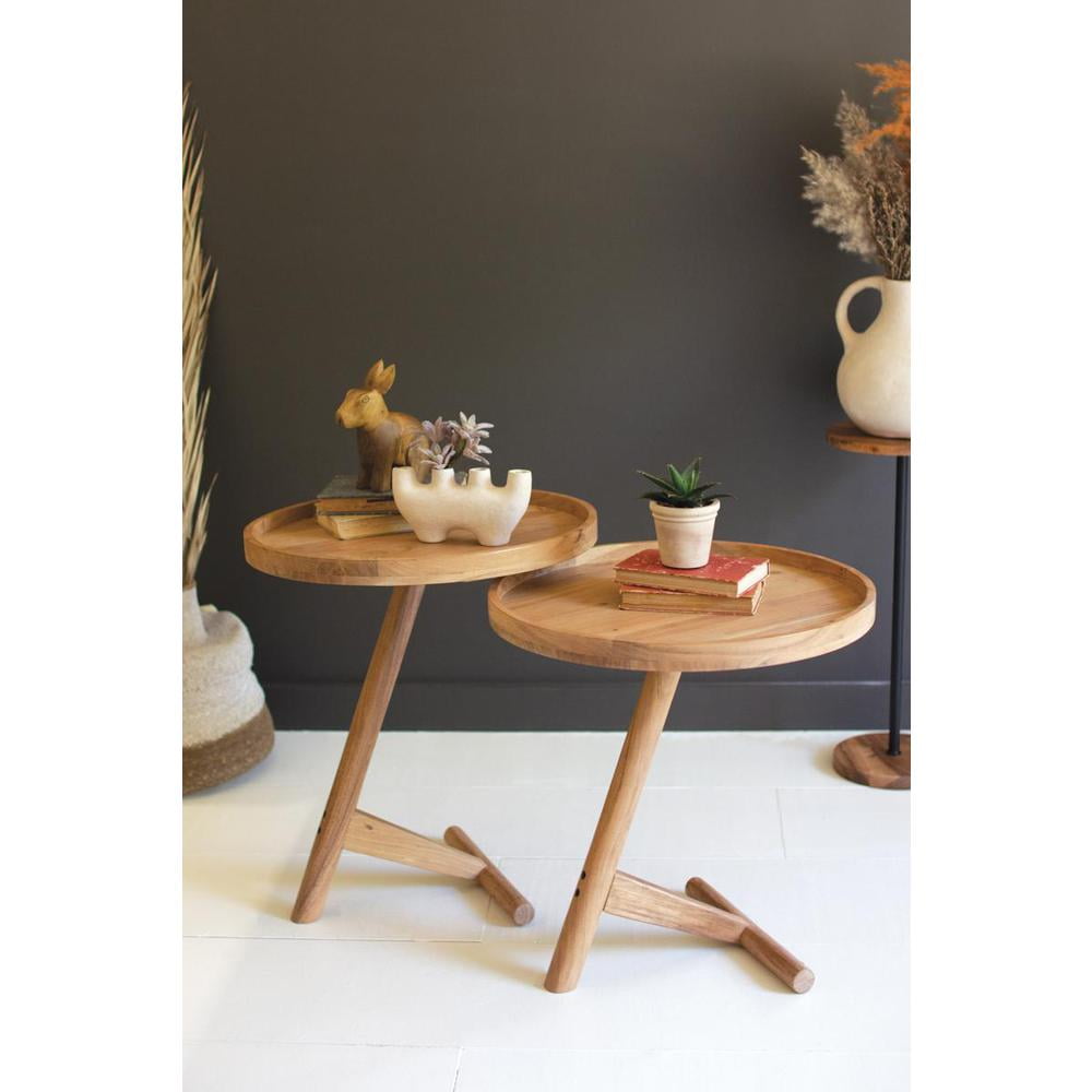 Kalalou Inc Set Of Two Acacia Wood Tray Tables - Walmart.com