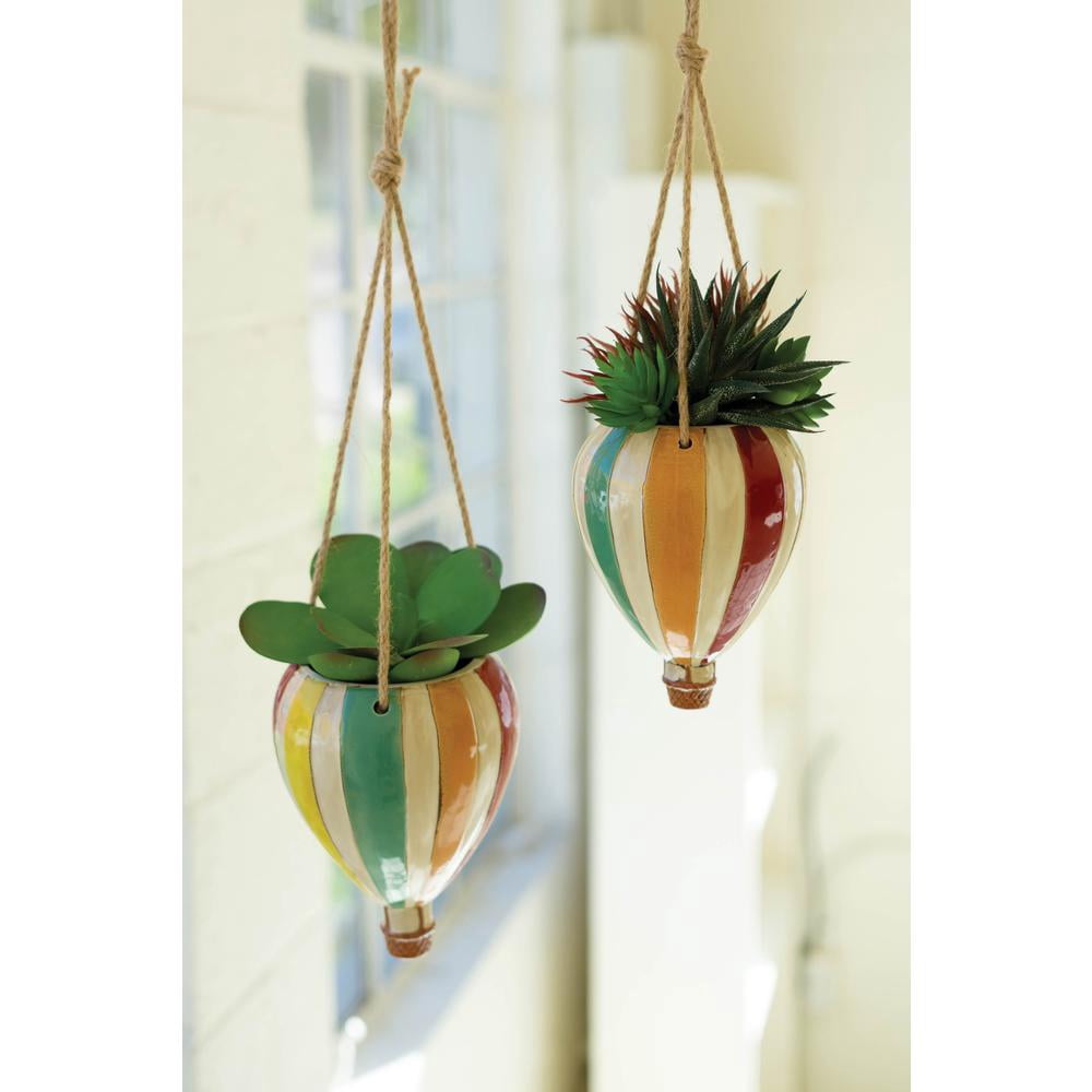 Kalalou Inc Ceramic Hot Air Balloon Hanging Planters, Set of Two ...
