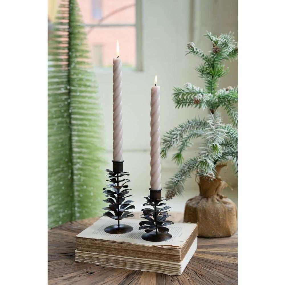 Kalalou Inc Set Of Two Metal Pine Cone Taper Holders - Antique Brown ...
