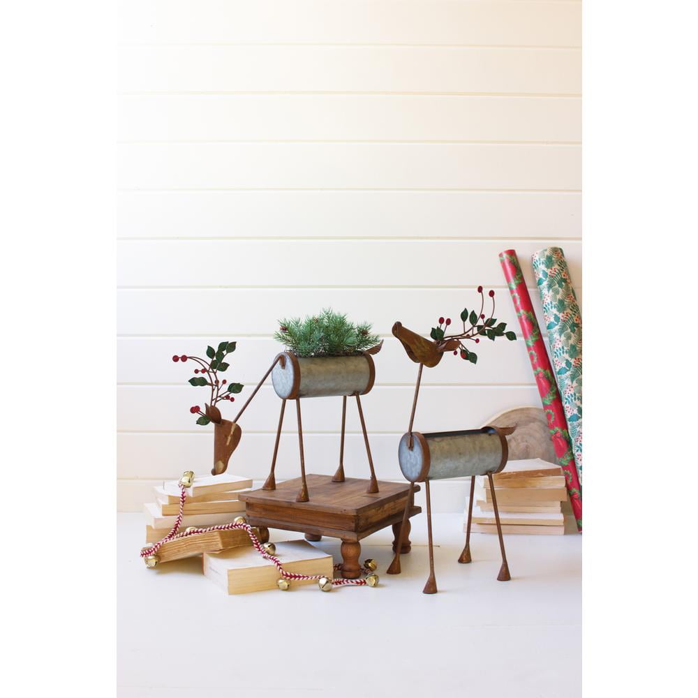 Kalalou Inc Set Of Two Painted Metal Reindeer Planters - Walmart.com