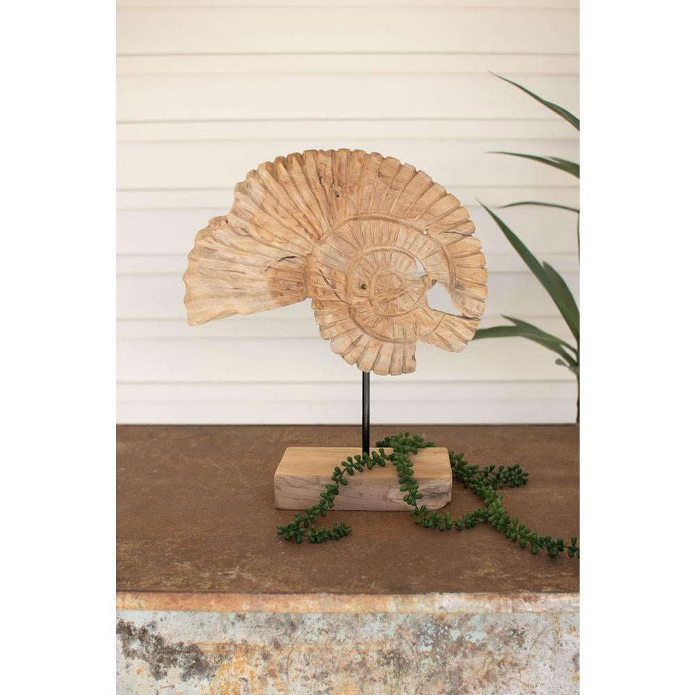 Kalalou Inc Teak Nautilus Shell On A Stand - Walmart.com
