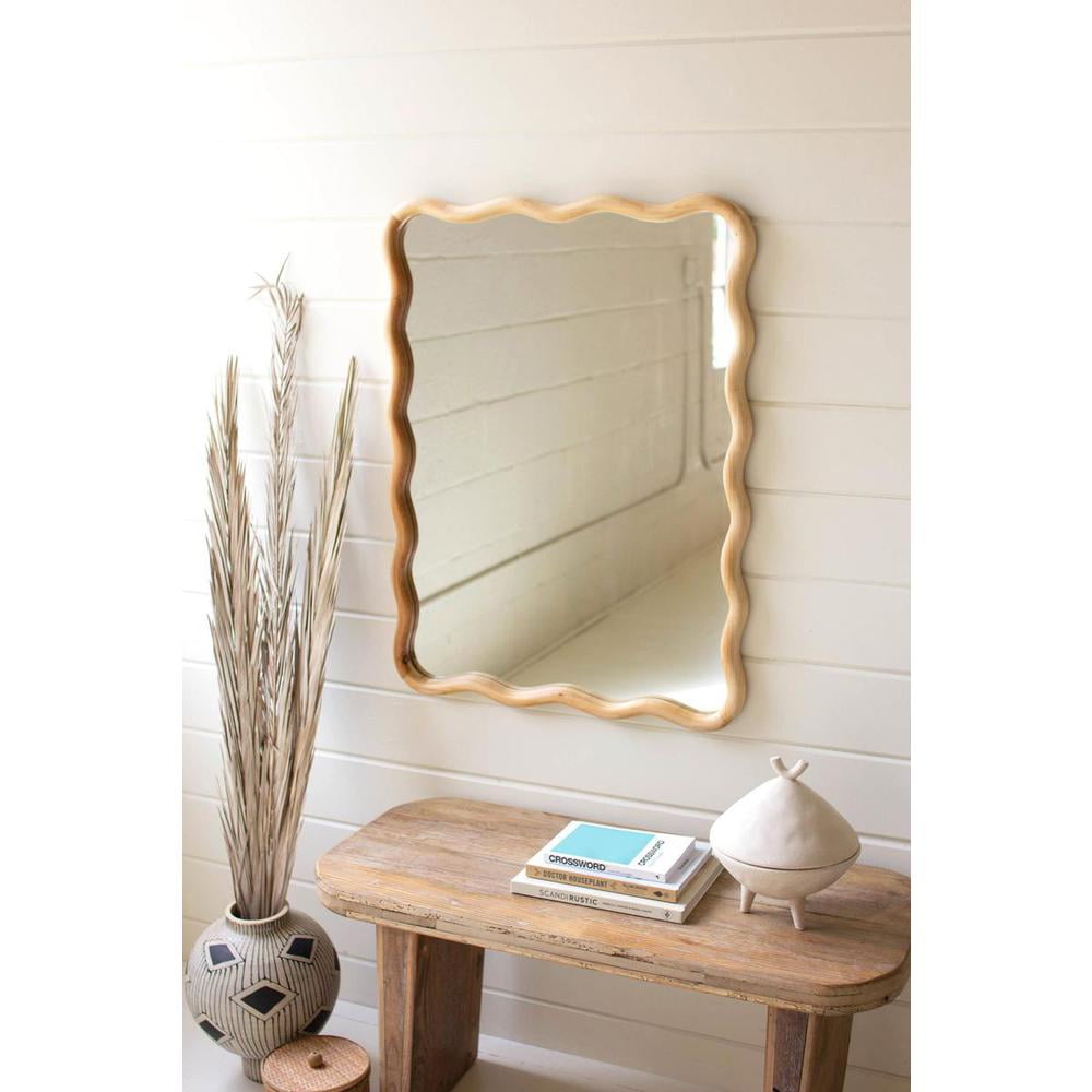 Kalalou Wooden Squiggle Framed Mirror, Stylish Groovy Frame, Made in ...