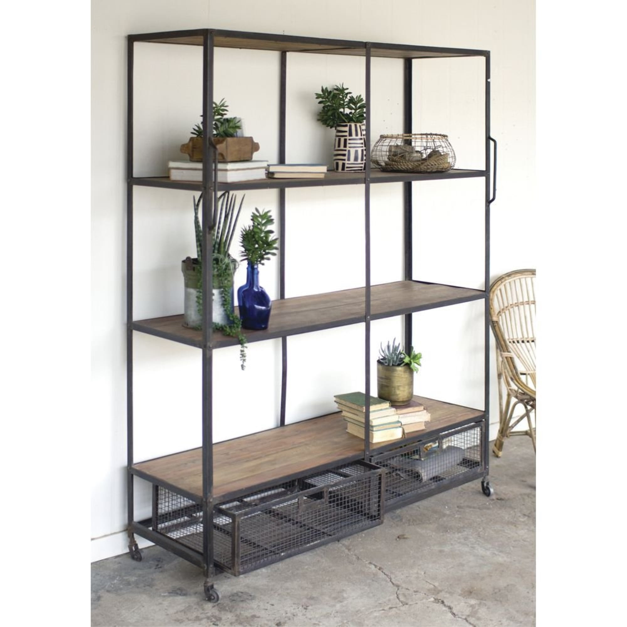 Industrial Mobile Shelving Unit with Wire Drawers - Walmart.com