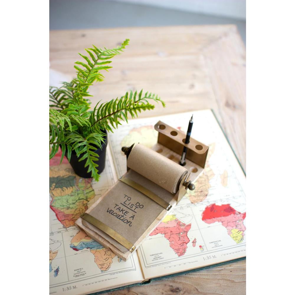 Kalalou NDE1385 Tabletop Note Roll with Wood Base - Walmart.com