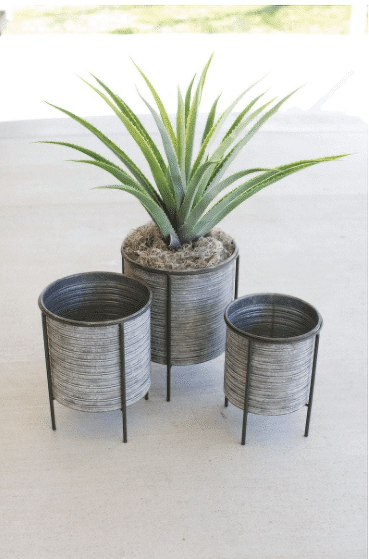 Kalalou Transitional Set Of Three Galvanized Metal Planters CHW1107 ...