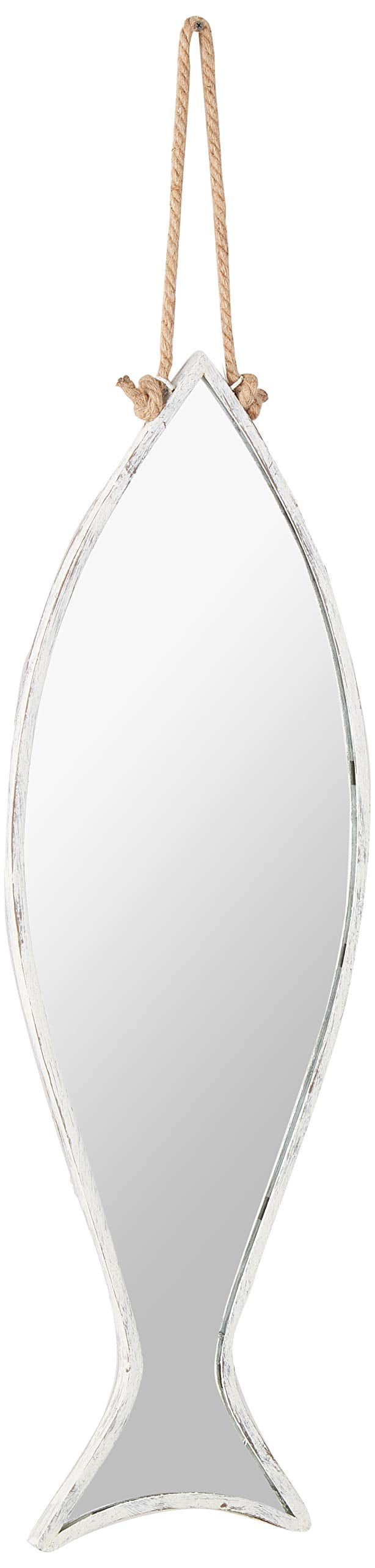 Kalalou Vertical Fish Mirror with Rope Hanger, One Size, Silver ...
