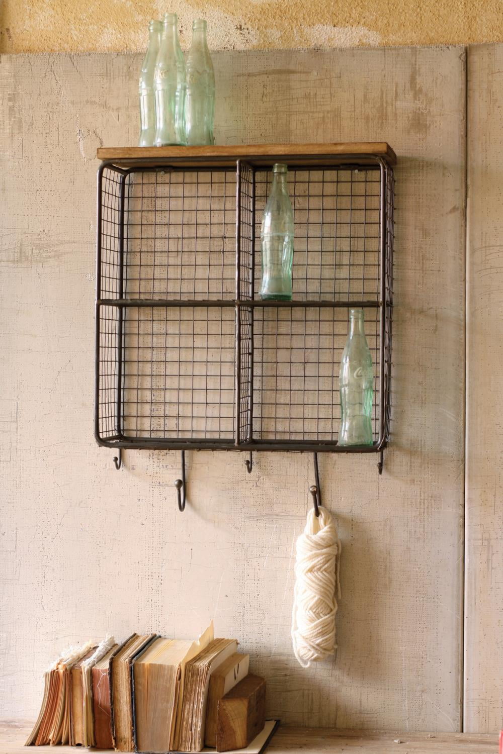 Kalalou Wire Mesh Four Square Cubbies with Wooden Top - Raw CQ1486 ...