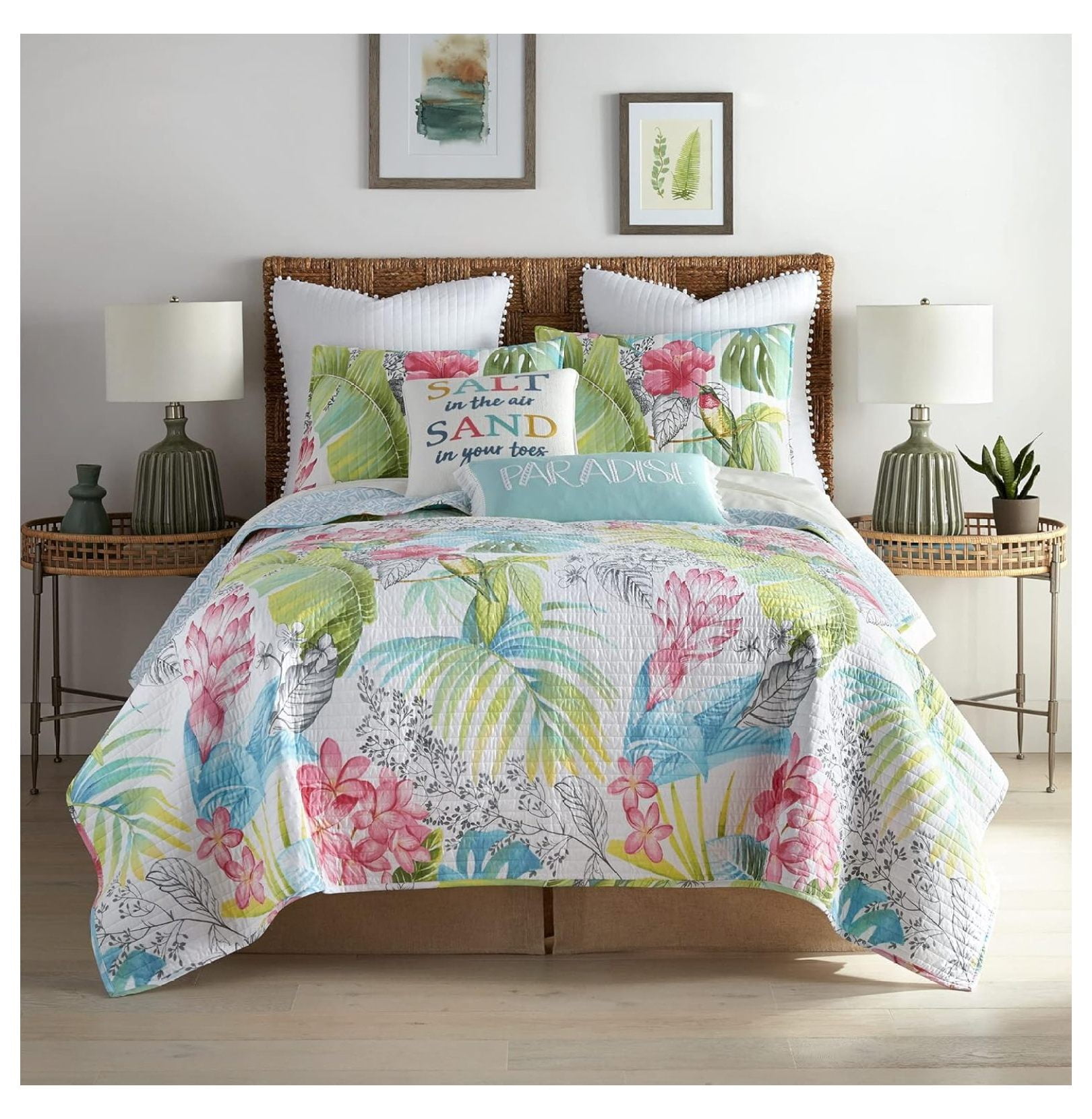 - Kalani Quilt Set - Full/Queen Quilt and Two Standard Shams - Tropical ...