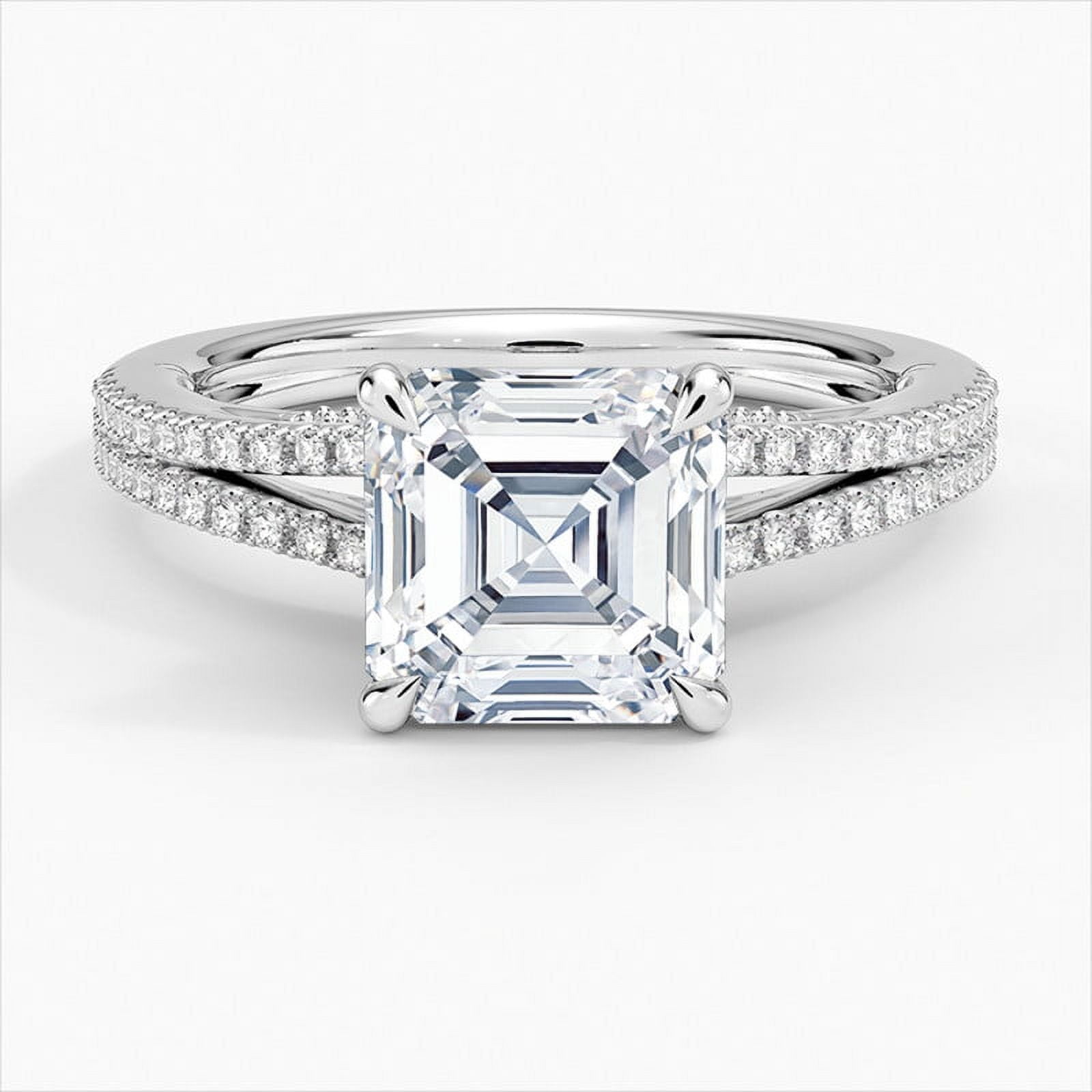 Kalapi Jewel 1.7 Ct Asscher Cut Diamond Ring - 14K White Gold Plated Anniversary Wedding Ring ...