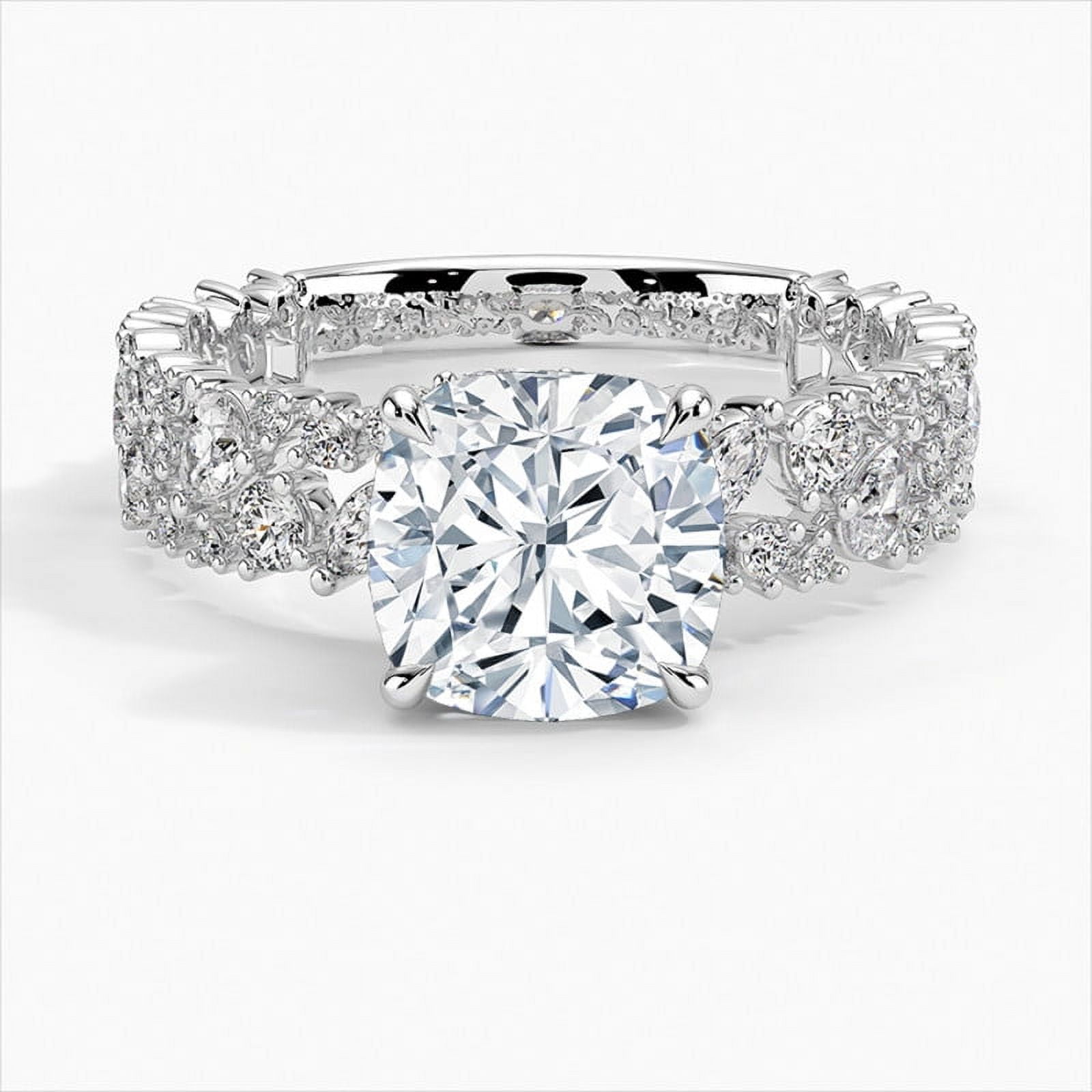 Kalapi Jewel Cluster Style Diamond Rings - Cushion Cut 1.9 Ct Excellent ...