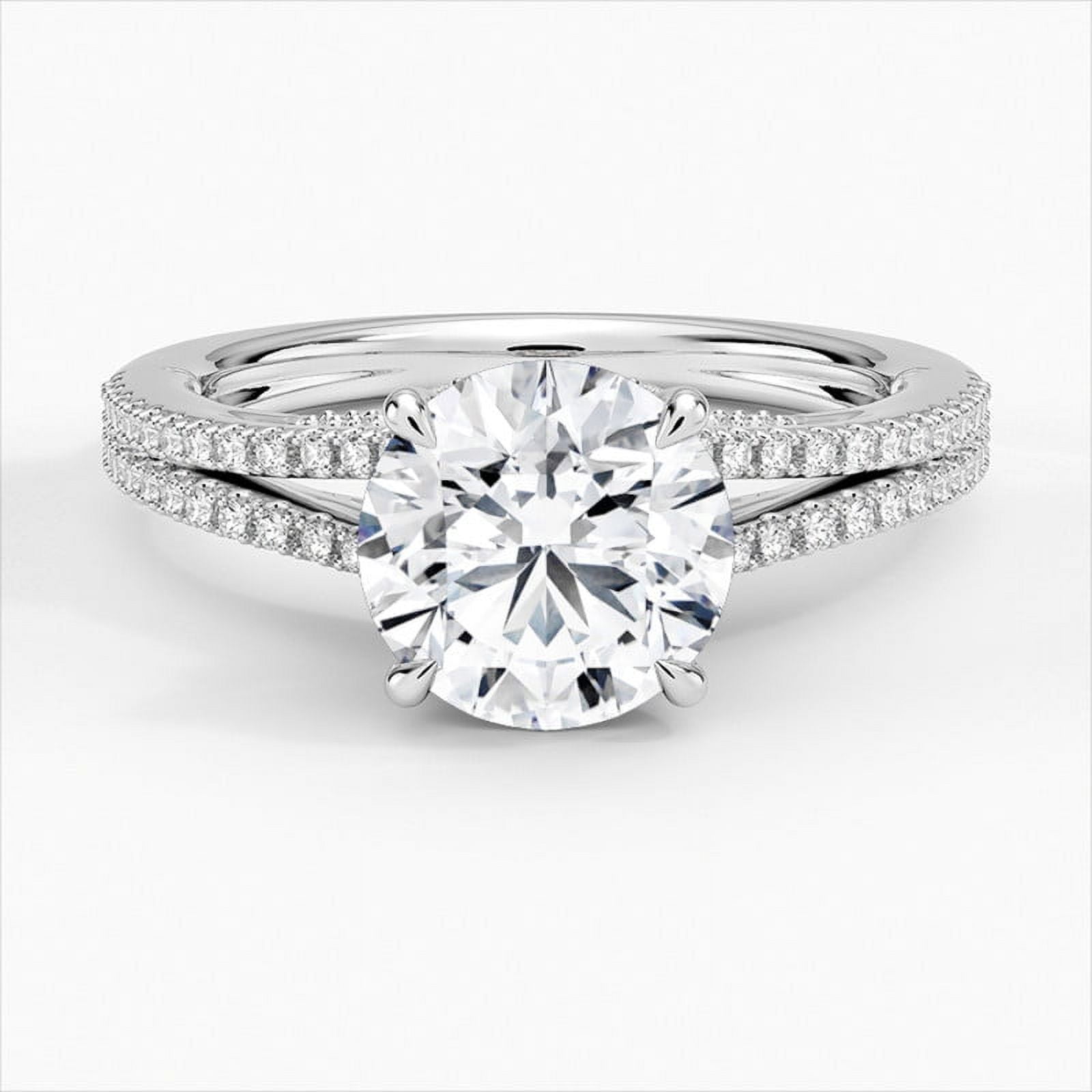 Kalapi Jewel Round Cut 2.30 Ct Lab Created Diamond Ring - 14K White Gold Plated Split Shank ...