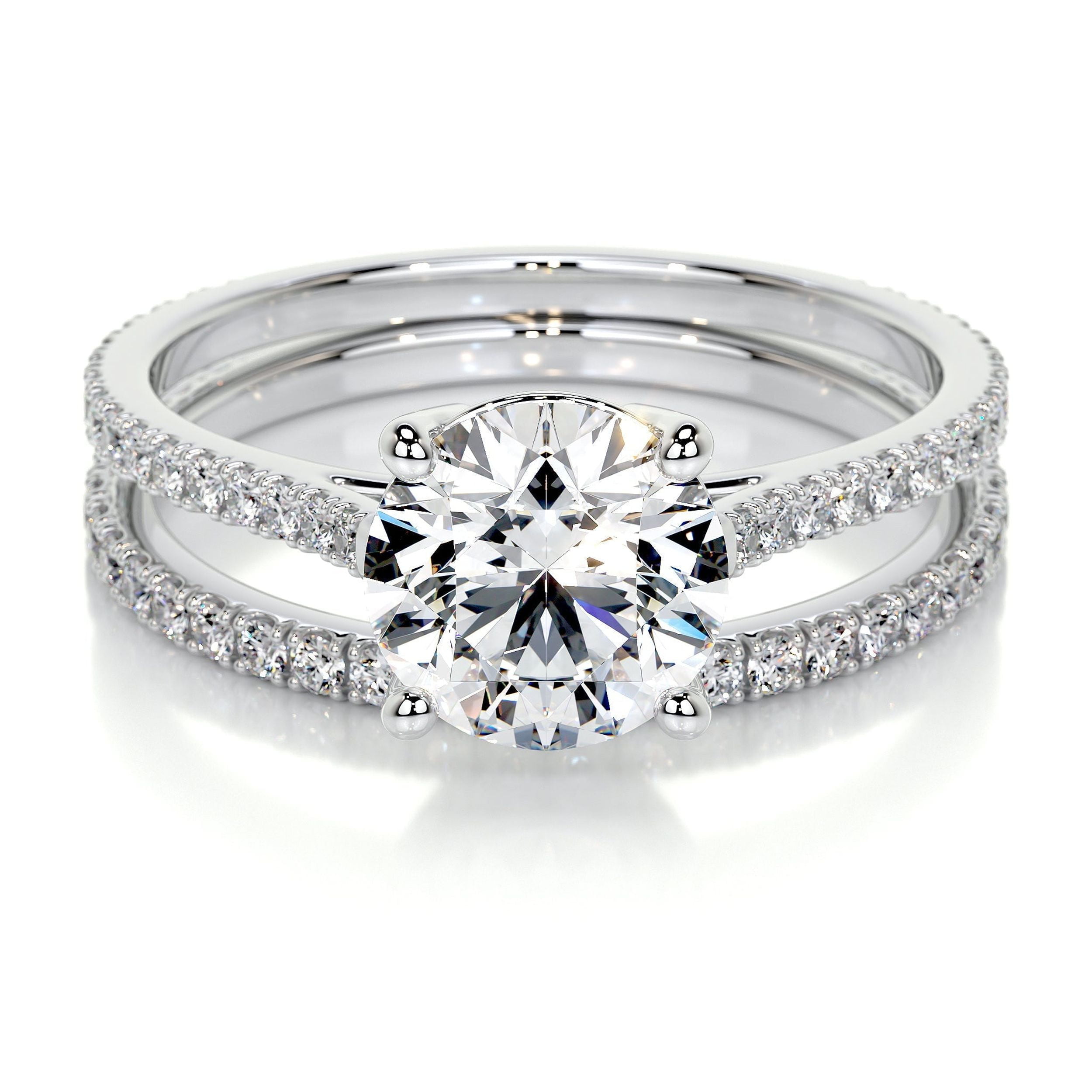 Kalapi Jewel 14K White Gold Plated Ring - Brilliant 2 Ct Round Cut Diamond Ring - Anniversary ...