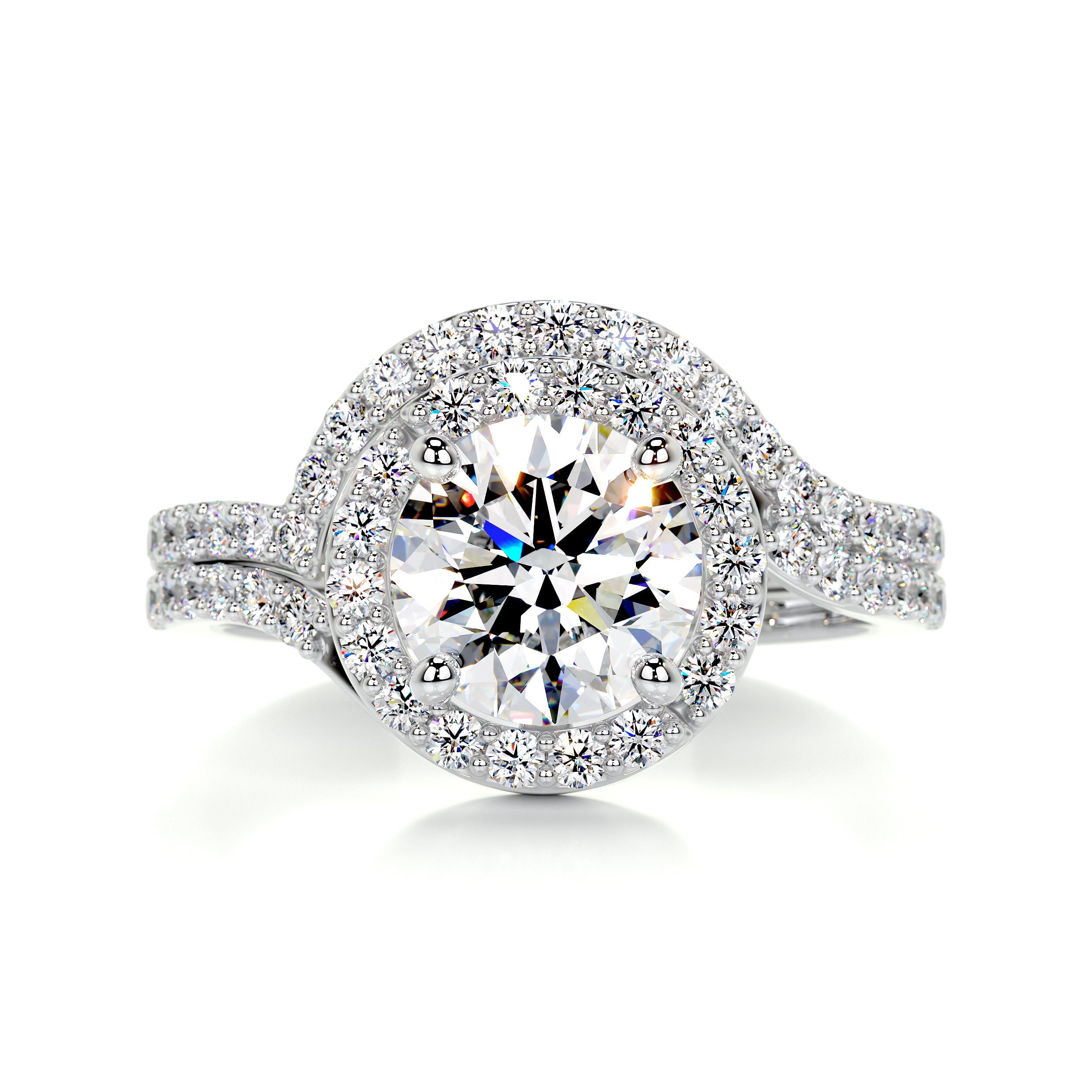 Kalapi Jewel Stunning Round Cut Halo Two Eternity Band Bypass Diamond ...