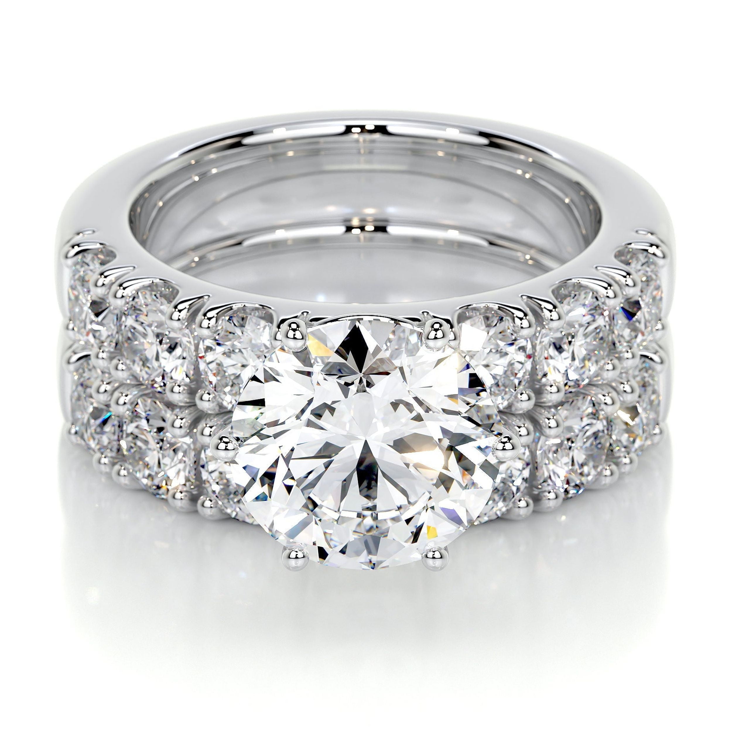 Kalapi Jewel Stunning Round Cut Two Eternity Broad Band Diamond Ring ...