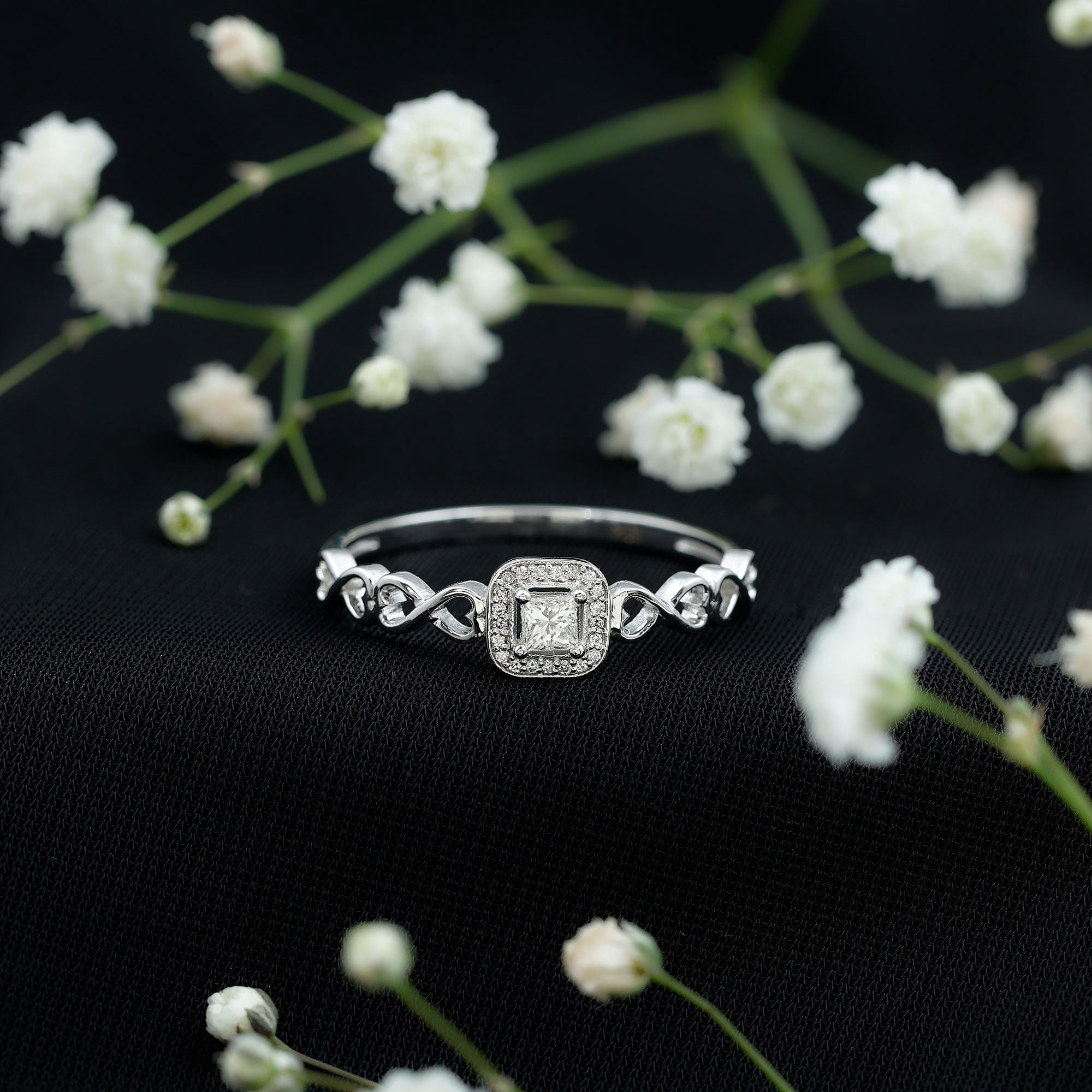 Kalapi Jewel 1.0 Ct Moissanite Ring for Her - 14K White Gold Plated ...