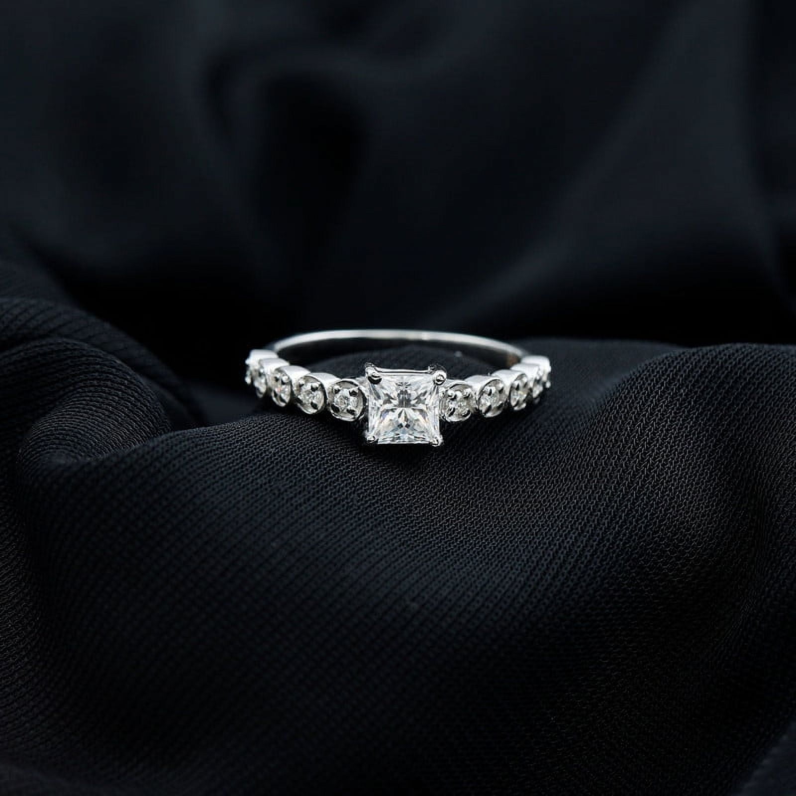 Kalapi Jewelry 1.1 Ct Princess Cut Moissanite Engagement Ring for Women – 14K White Gold Plated ...