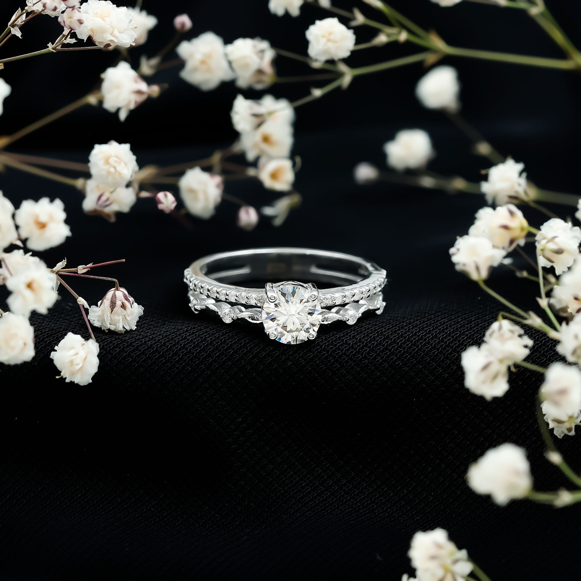 Kalapi Jewel 1.3 Ct Moissanite Enhancer Ring - Exquisite Round Cut in ...