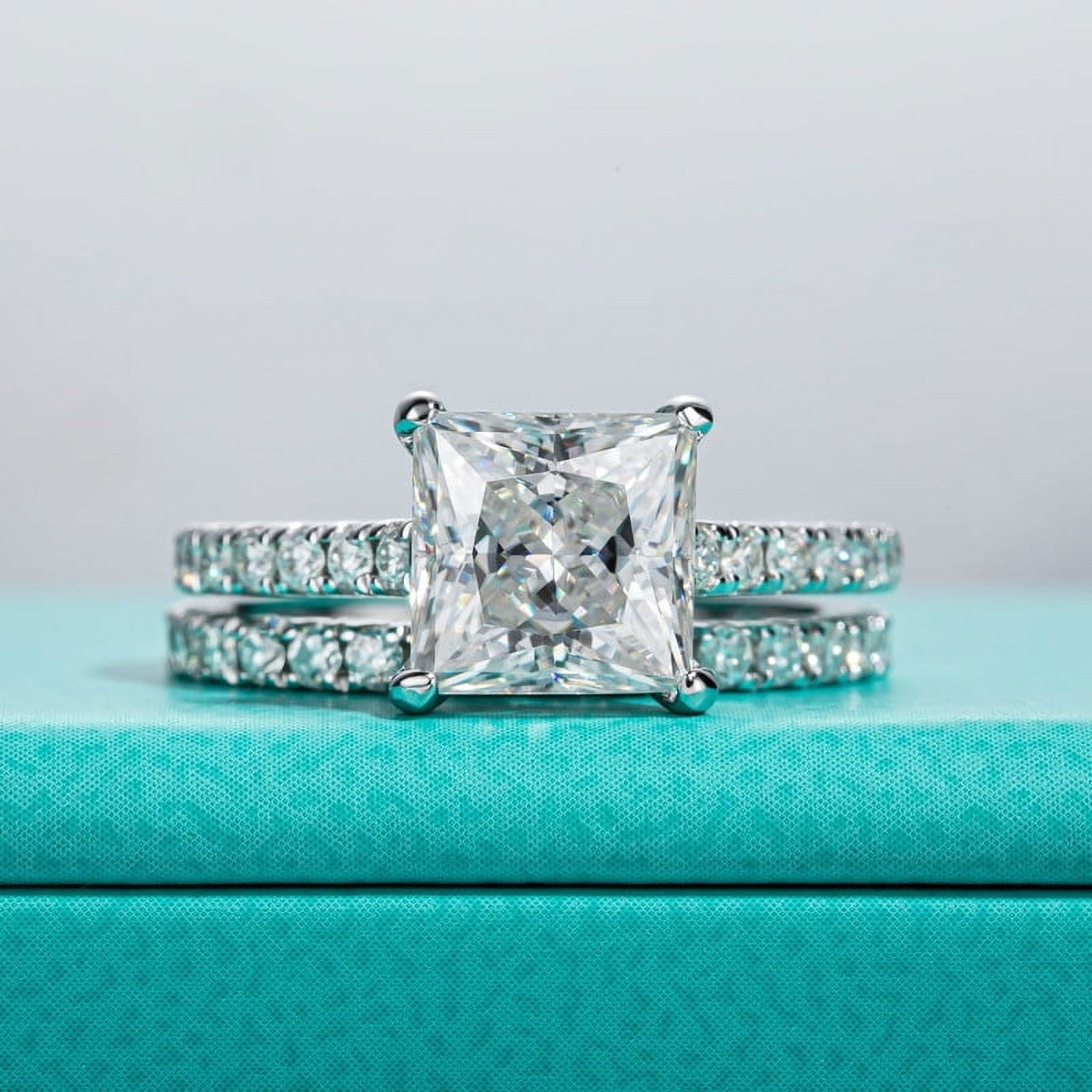 Kalapi Jewelry 1.3 Ct Princess Cut Moissanite Wedding Ring Set for Women – Modern 14K White Gold ...