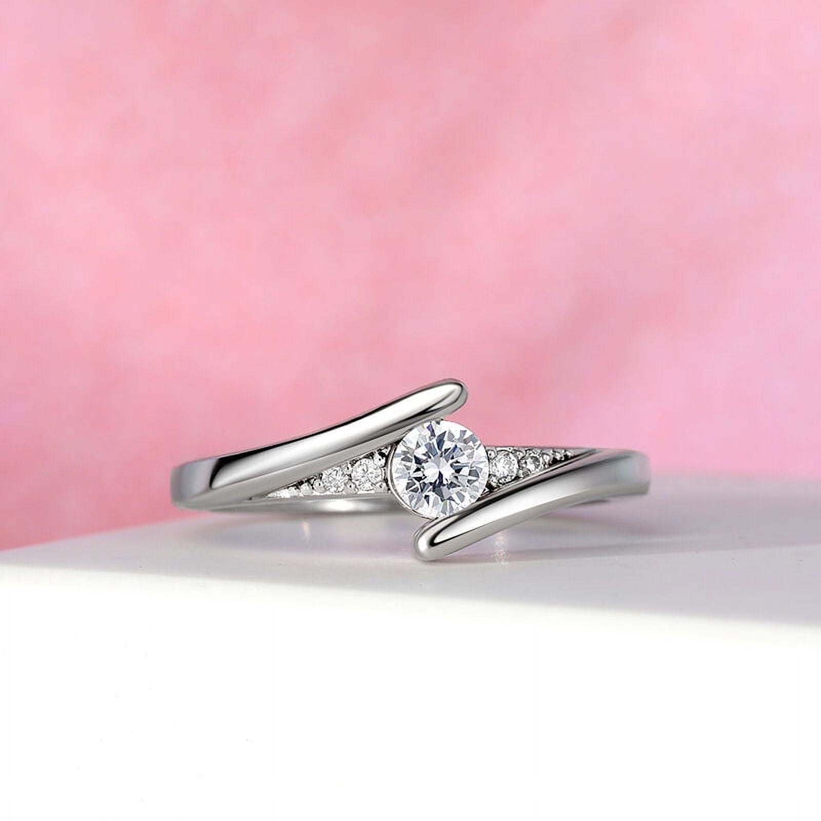 Kalapi Jewelry 1.4 Ct Moissanite Round Cut Moissanite Engagement Ring - 14K White Gold Plated ...