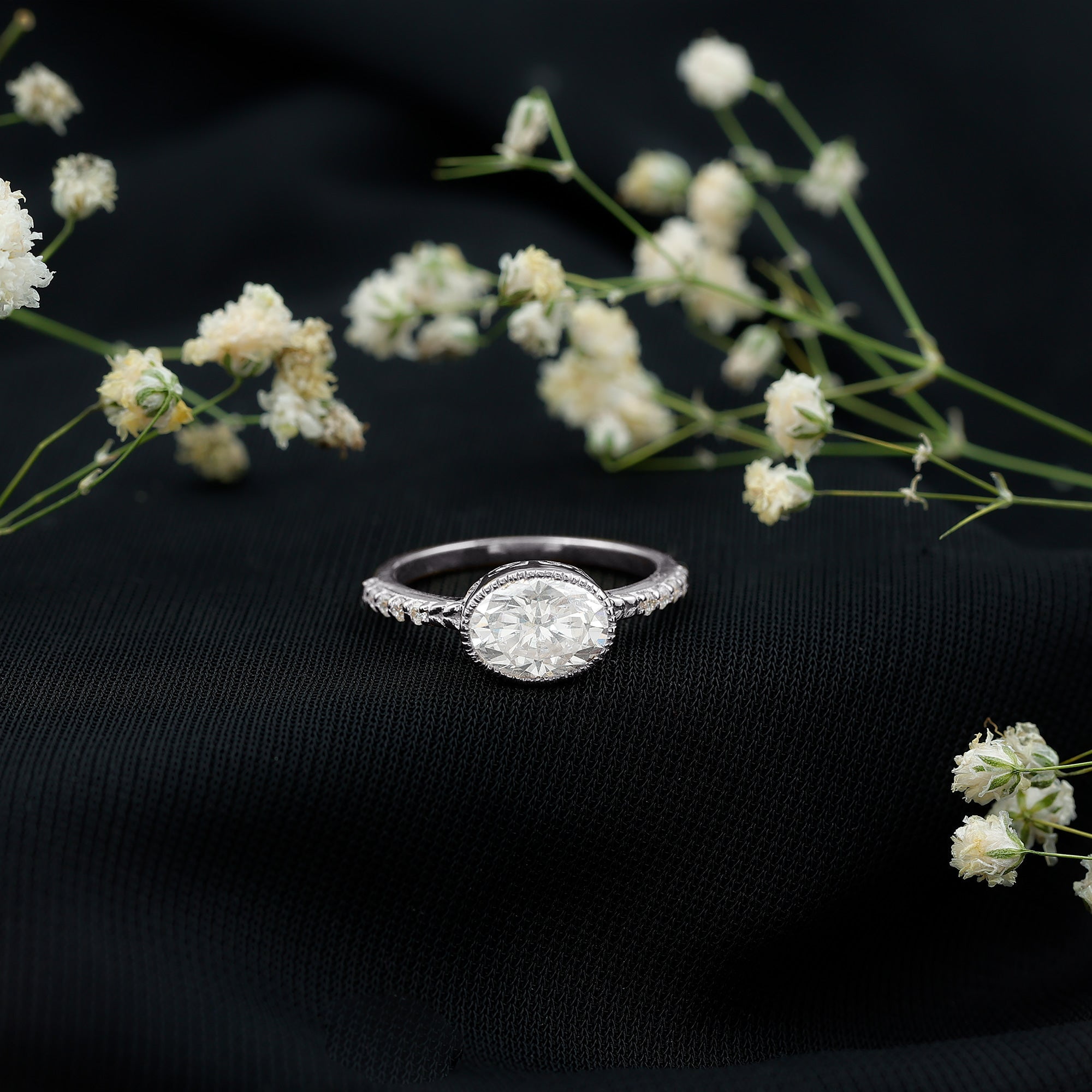 Kalapi Jewelry 14K White Gold Plated 1.8 Ct Moissanite Bezel Set Ring ...