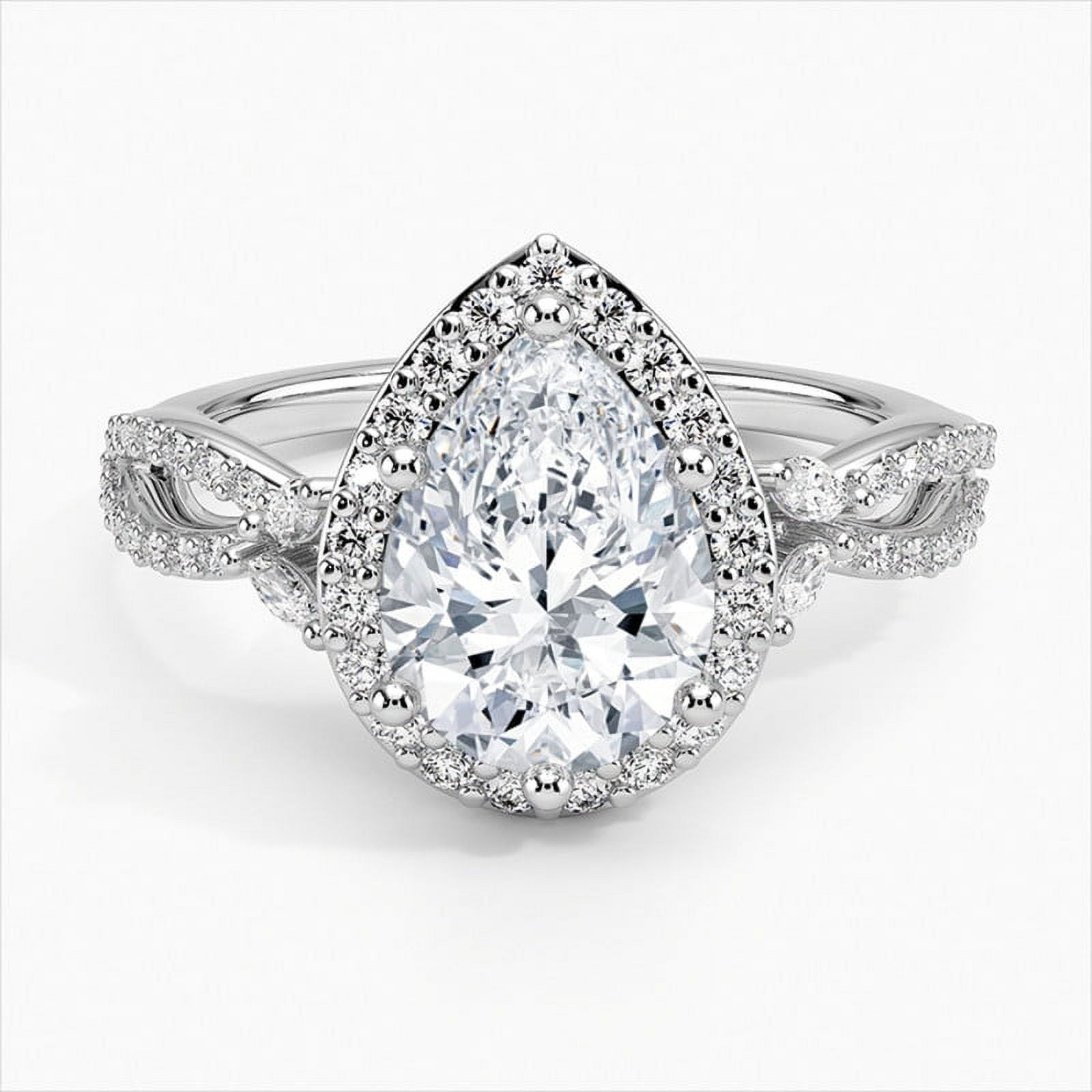 Kalapi Jewelry 14K White Gold Plated Ring - Pear Cut 2 Ct Excellent ...